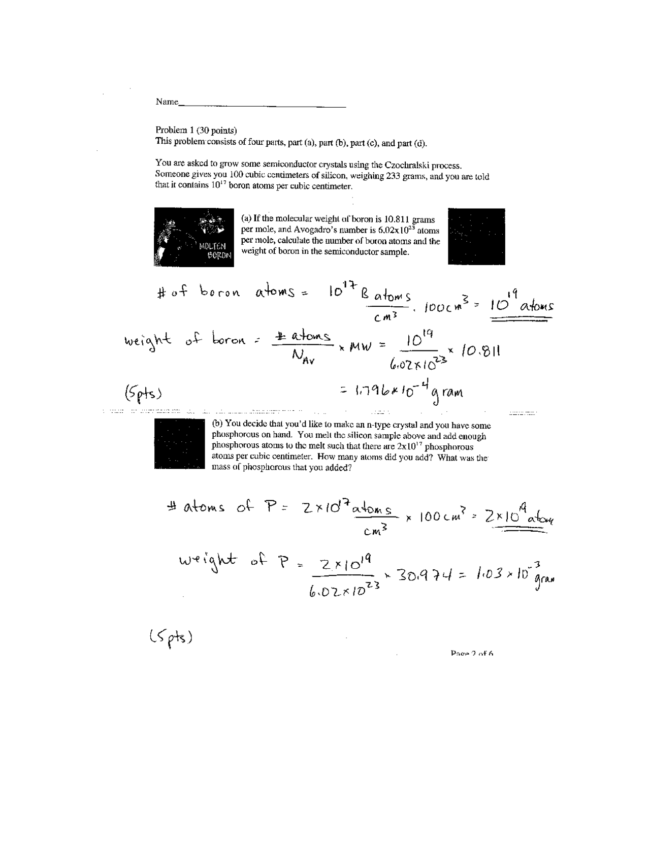 Exam 1 Solved Problems Microelectronics Technique Ece 6450 Docsity