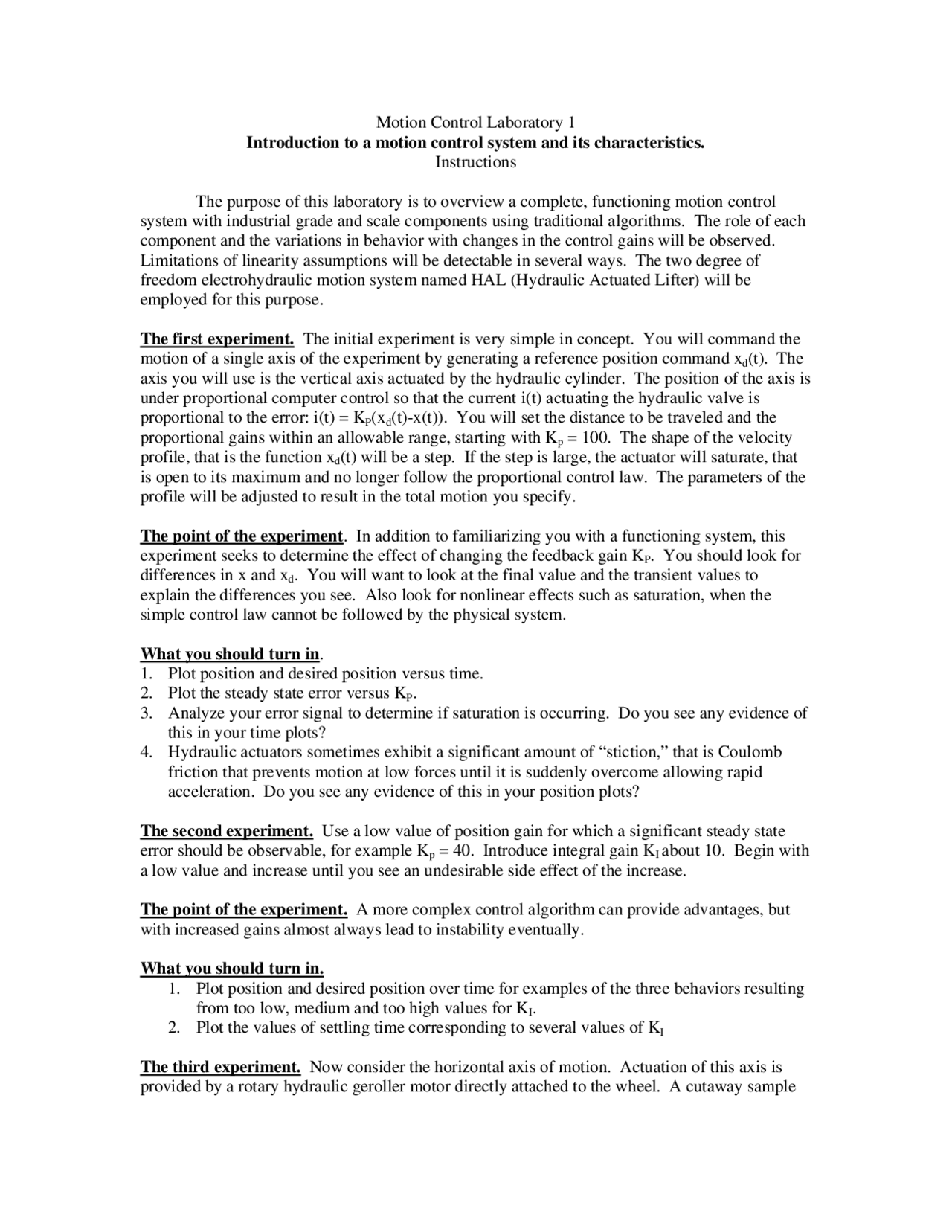 Introduction to the Motion Control System and its Characteristics | ME ...
