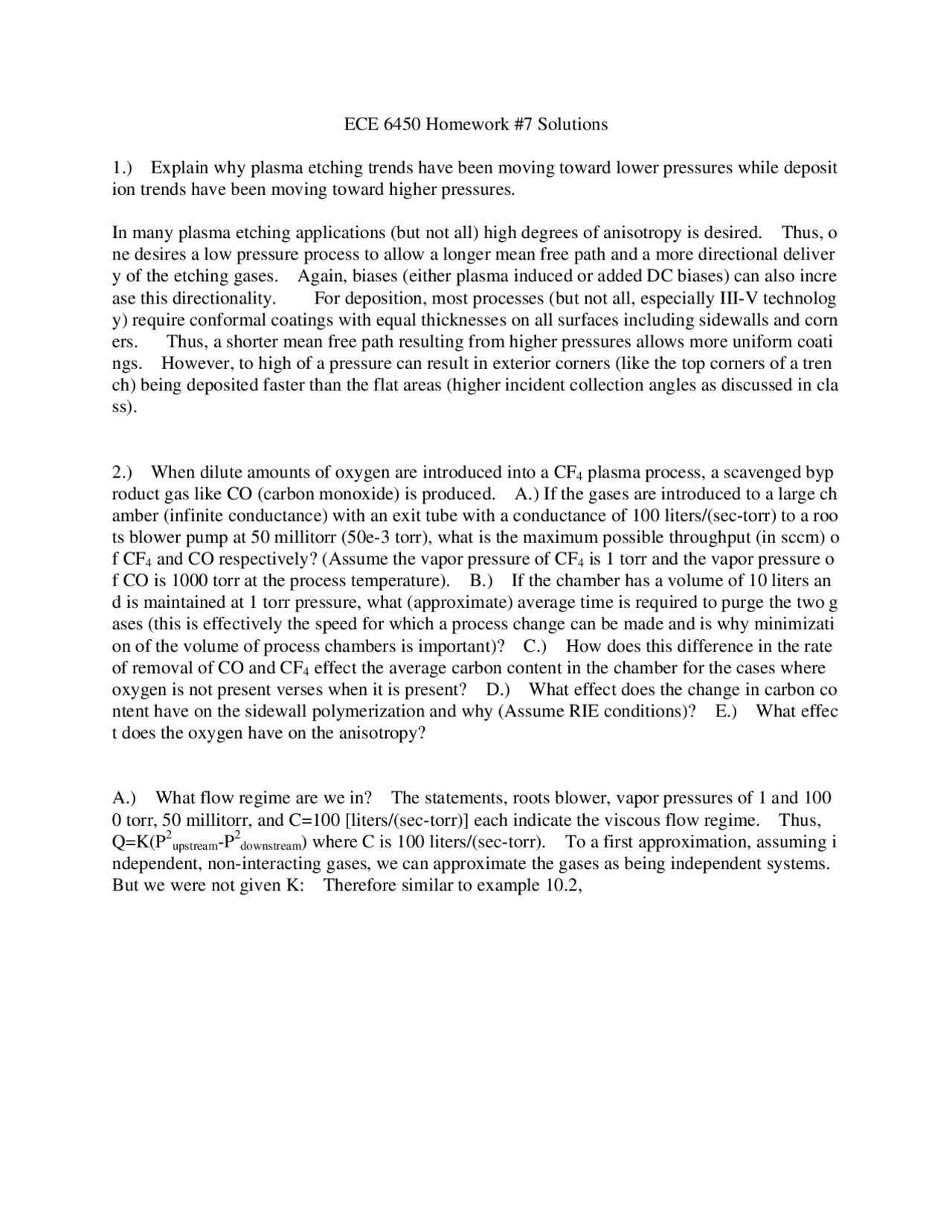 Homework 7 Solutions Microelectronics Technology Ece 6450 Docsity