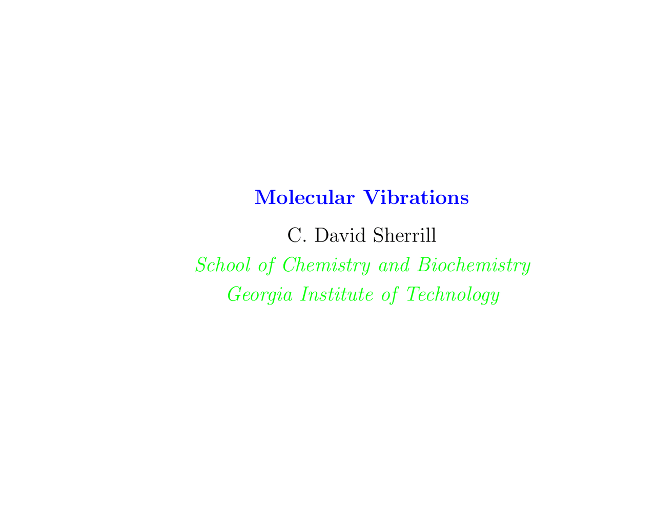 Molecular and Small Vibrations in Classical Mechanics - Paper | CHEM ...