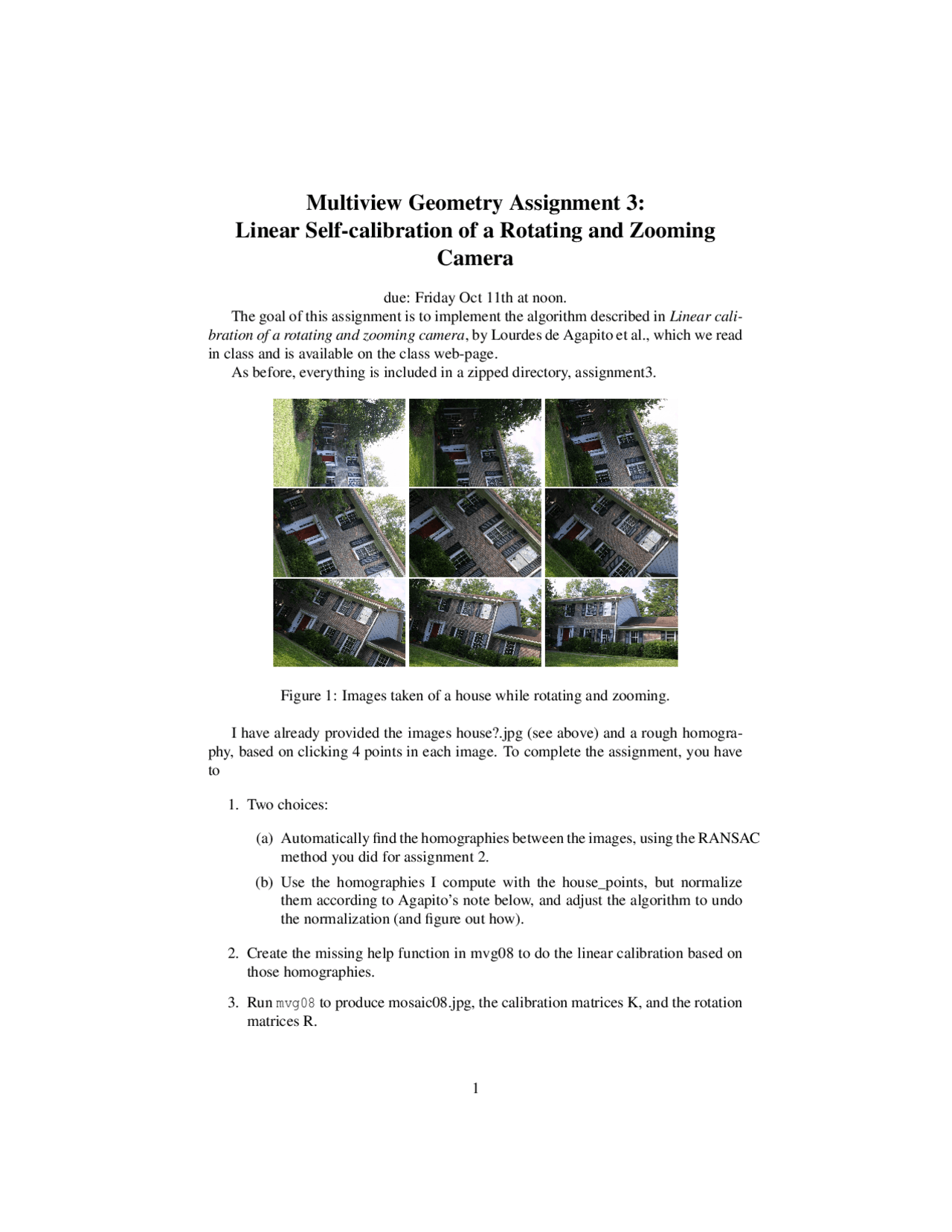 Multiview Geometry Assignment 3 Linear Self Calibration Of A Rotating
