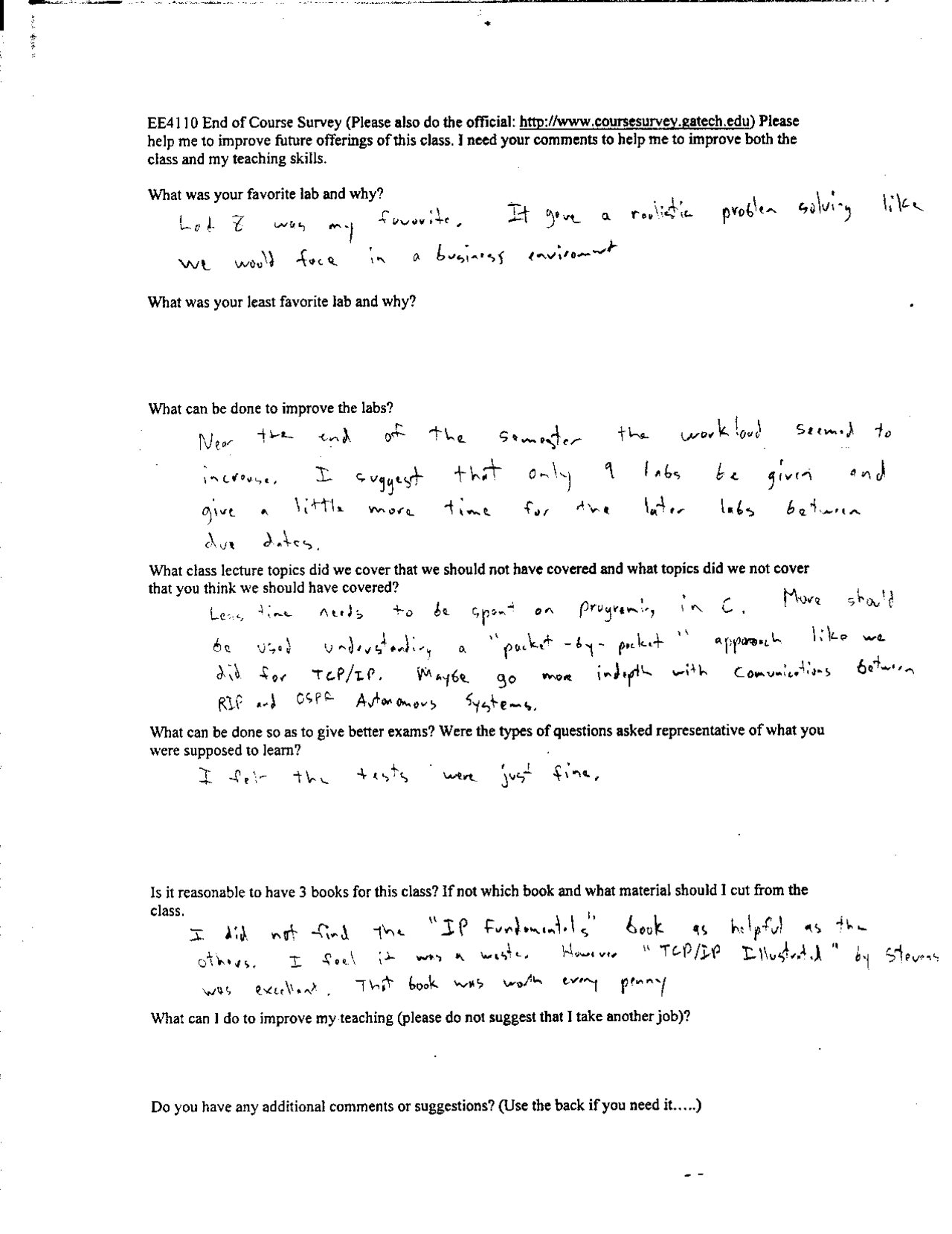 Final Exam with Solutions - Internetwork Programming - Fall 2005 | ECE 4110 | Exams Electrical ...