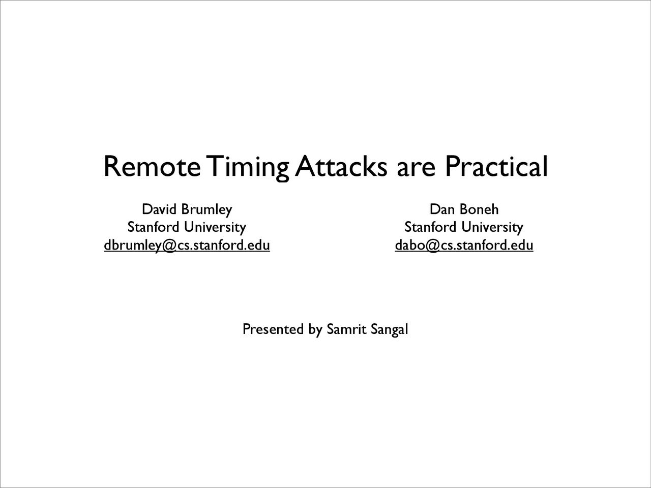Remote Timing Attacks Are Practical Lecture Slides Cs 8803 Docsity