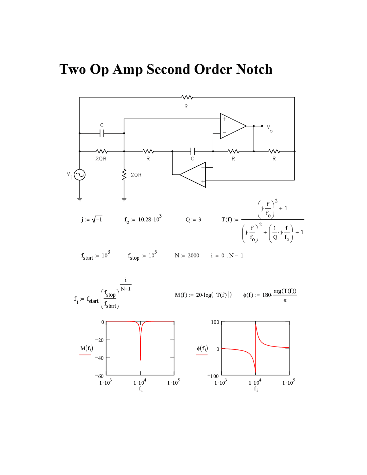 Two Op Amp Second Order Notch Microelectronic Circuit Lab Ece 3042