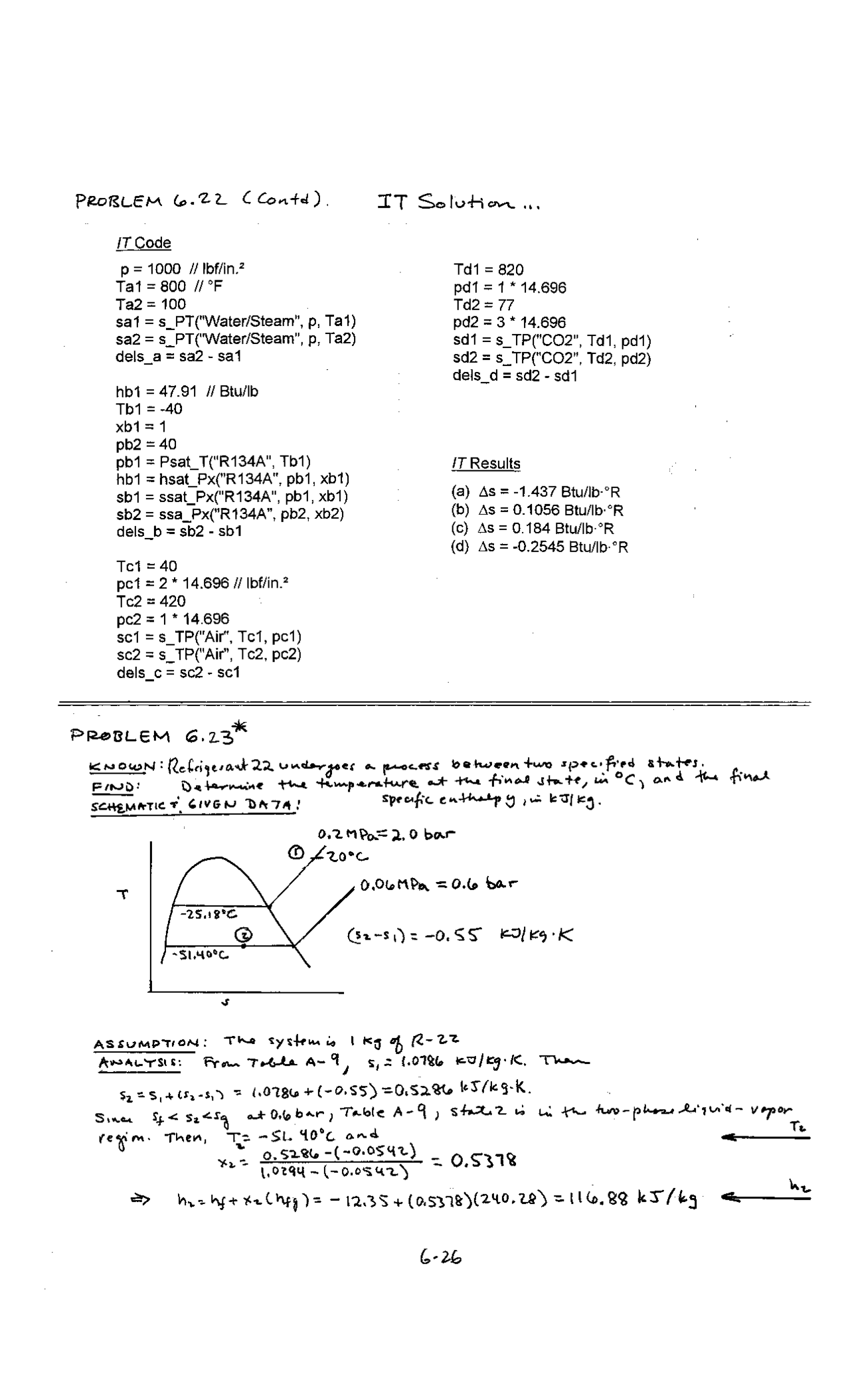 Problems With Solutions On Thermodynamics Assignment 5 Me 3322