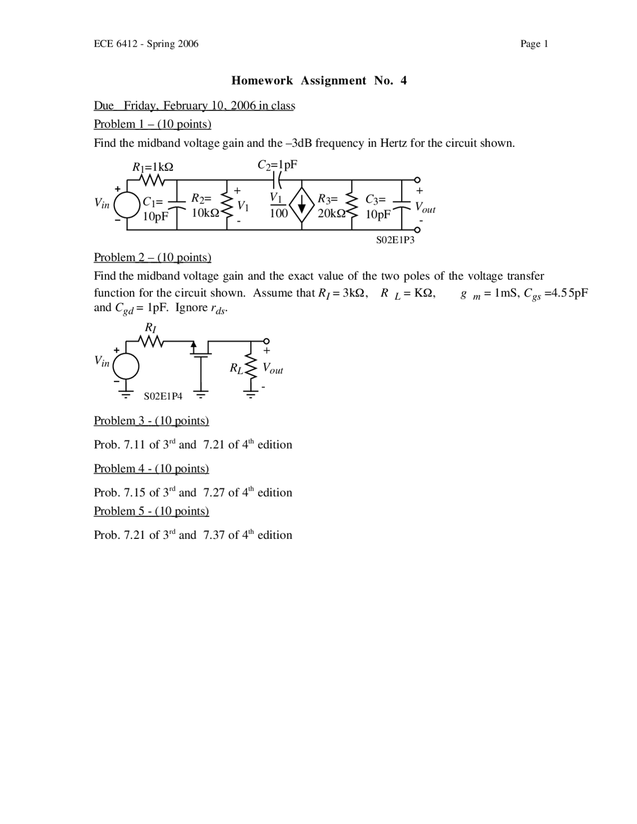 Assignment 4 Unsolved Questions Analog Integrated Circuit Design
