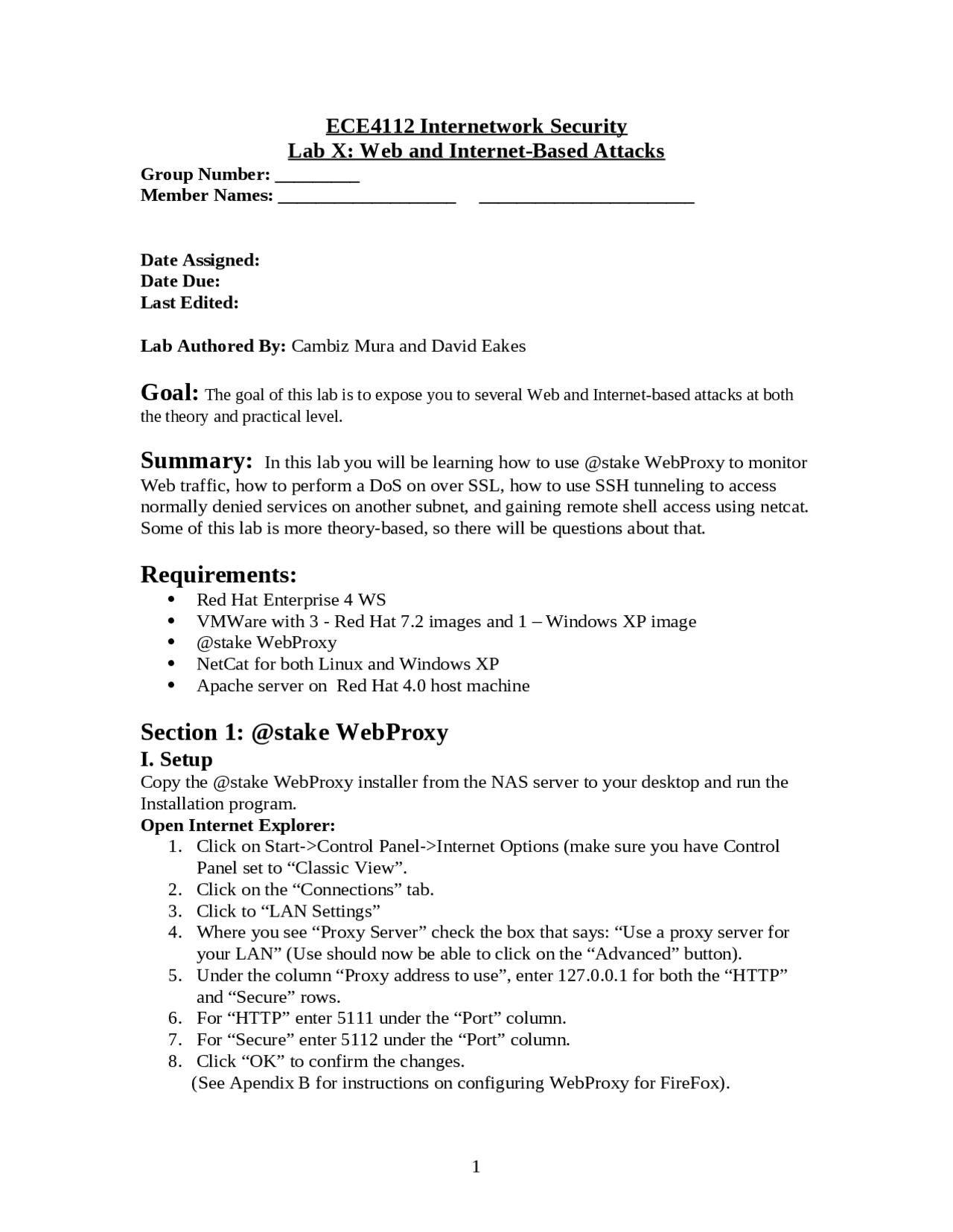 Lab 10 Web And Internet Based Attacks Internetwork Security Ece