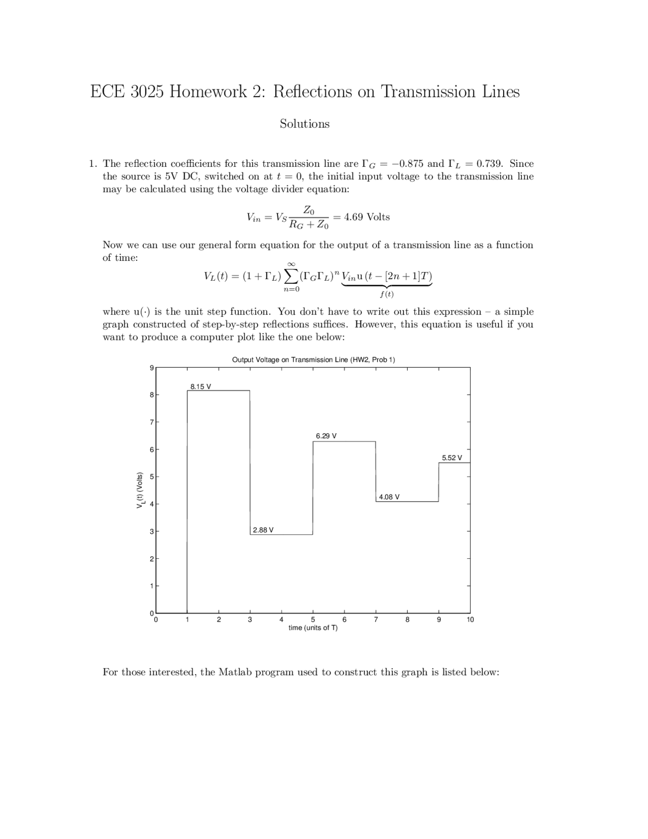 Reflections On Transmission Lines Electromagnetics Solved Homework