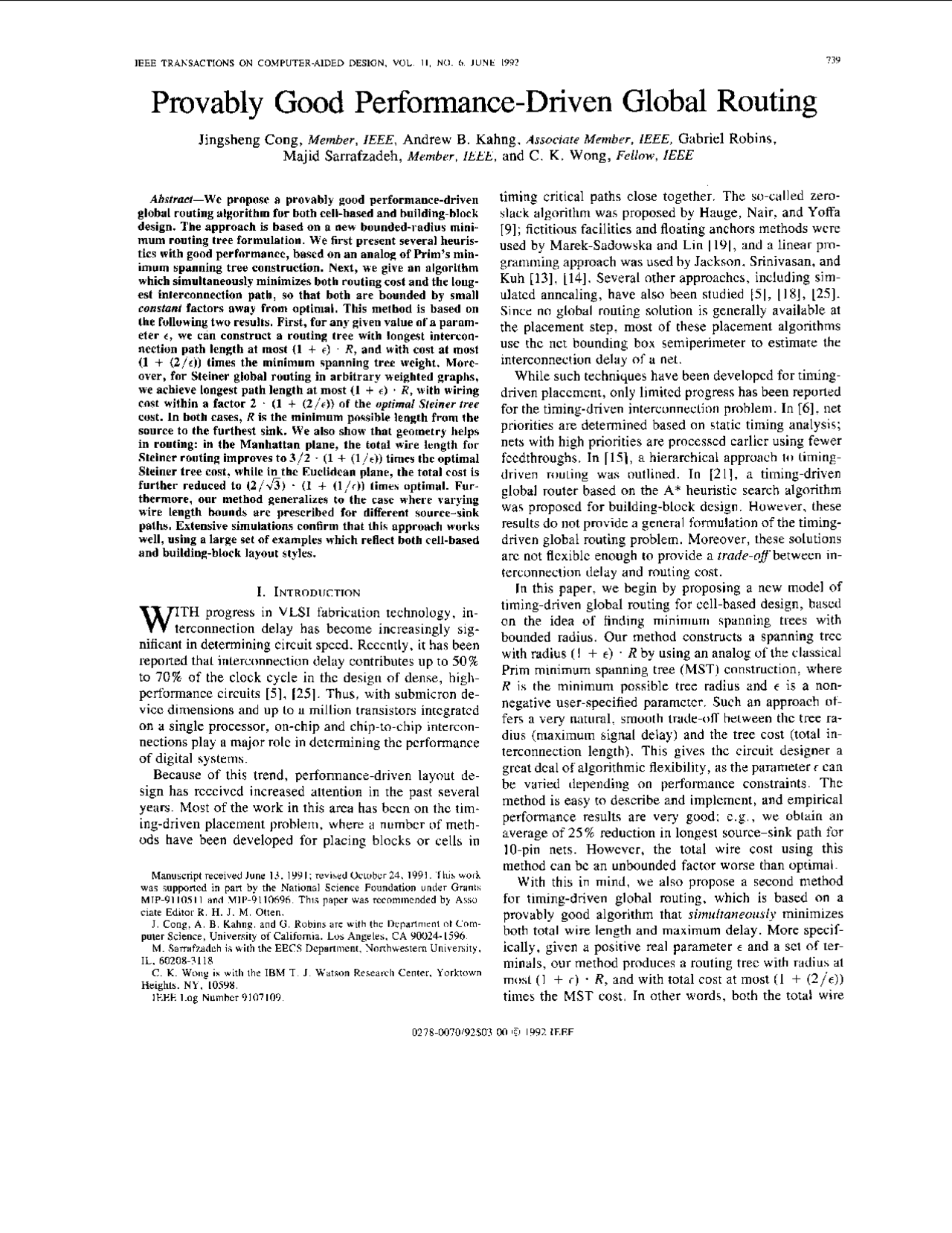 Provably Good Performance And Driven Global Routing Ece 6133 Docsity