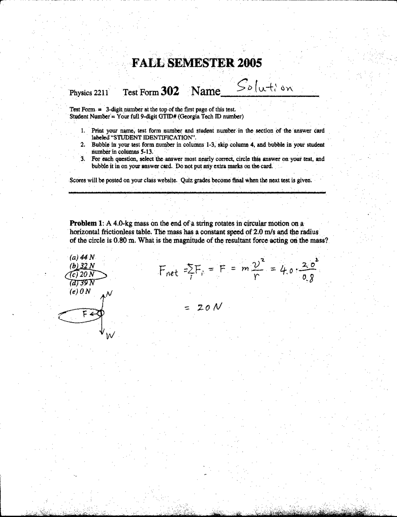 6 Solved Problems On Introduction To Physics I Examination 1 Phys