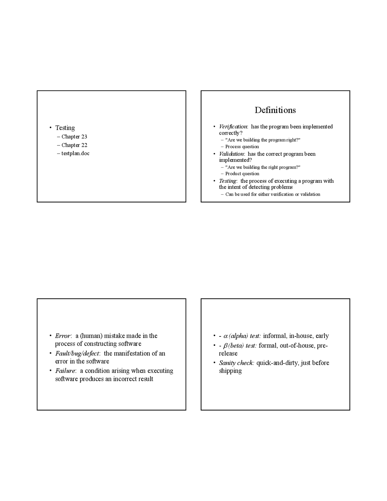 Testing Introduction To Software Engineering Notes Cs 3300 Docsity