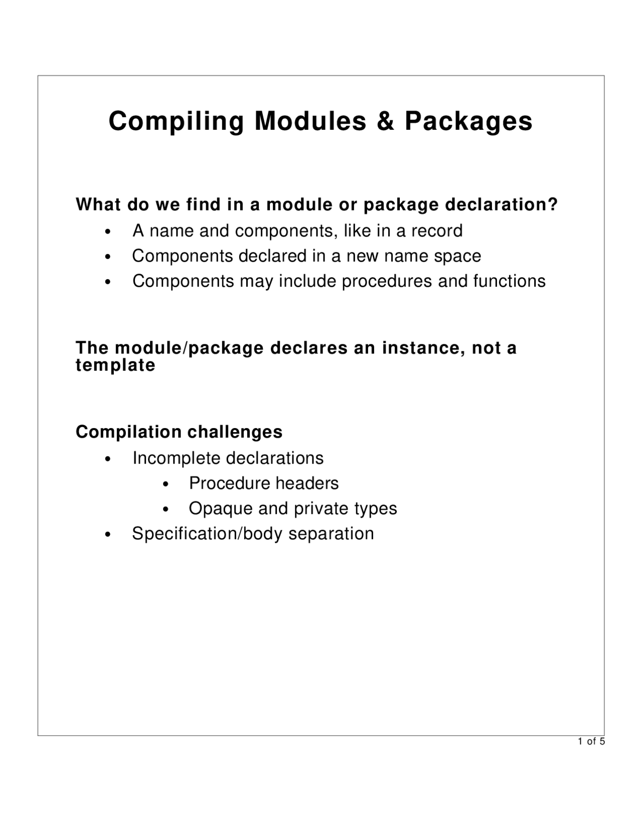 Compiling Modules And Packages Lecture Slides Cs 4240 Docsity