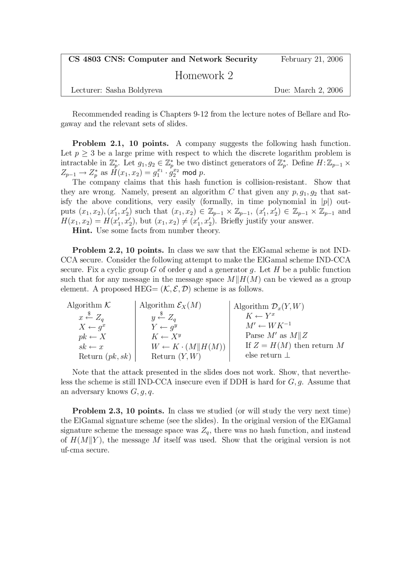 Homework 2 For Computer And Network Security Cs 4803 Docsity