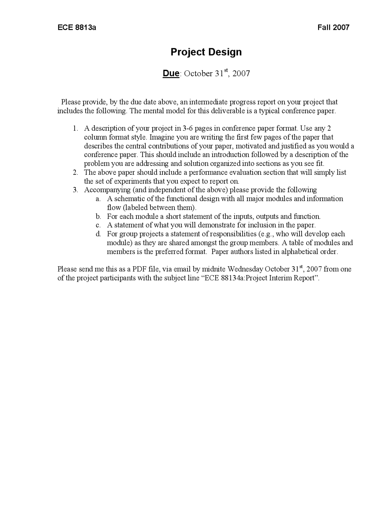 Unsolved Questions Of Project Design Special Topics Ece 8813 Docsity