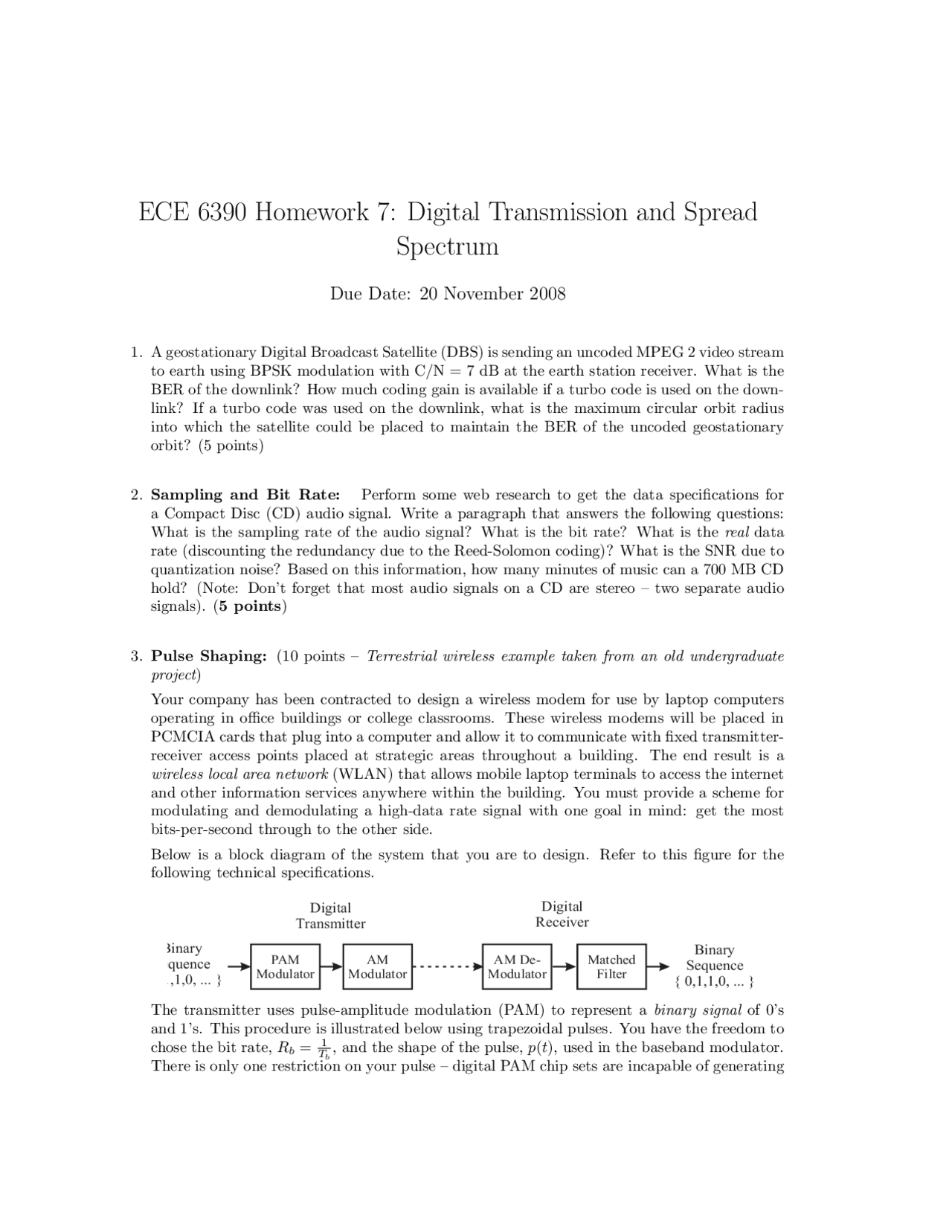 Digital Transmission And Spread Spectrum Assignment 7 Ece 6390