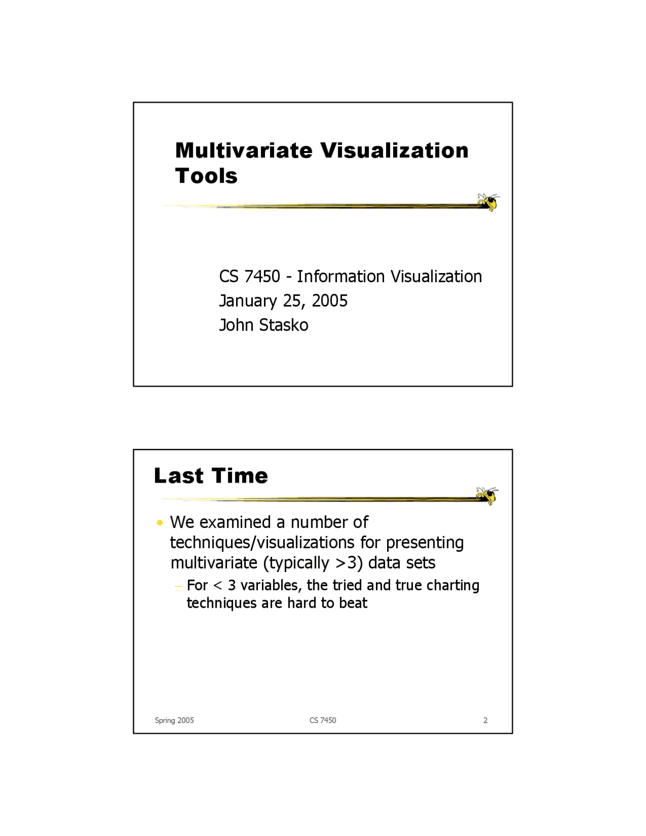 Multivariate Visualization Tools Lecture Slides Cs 7450 Docsity