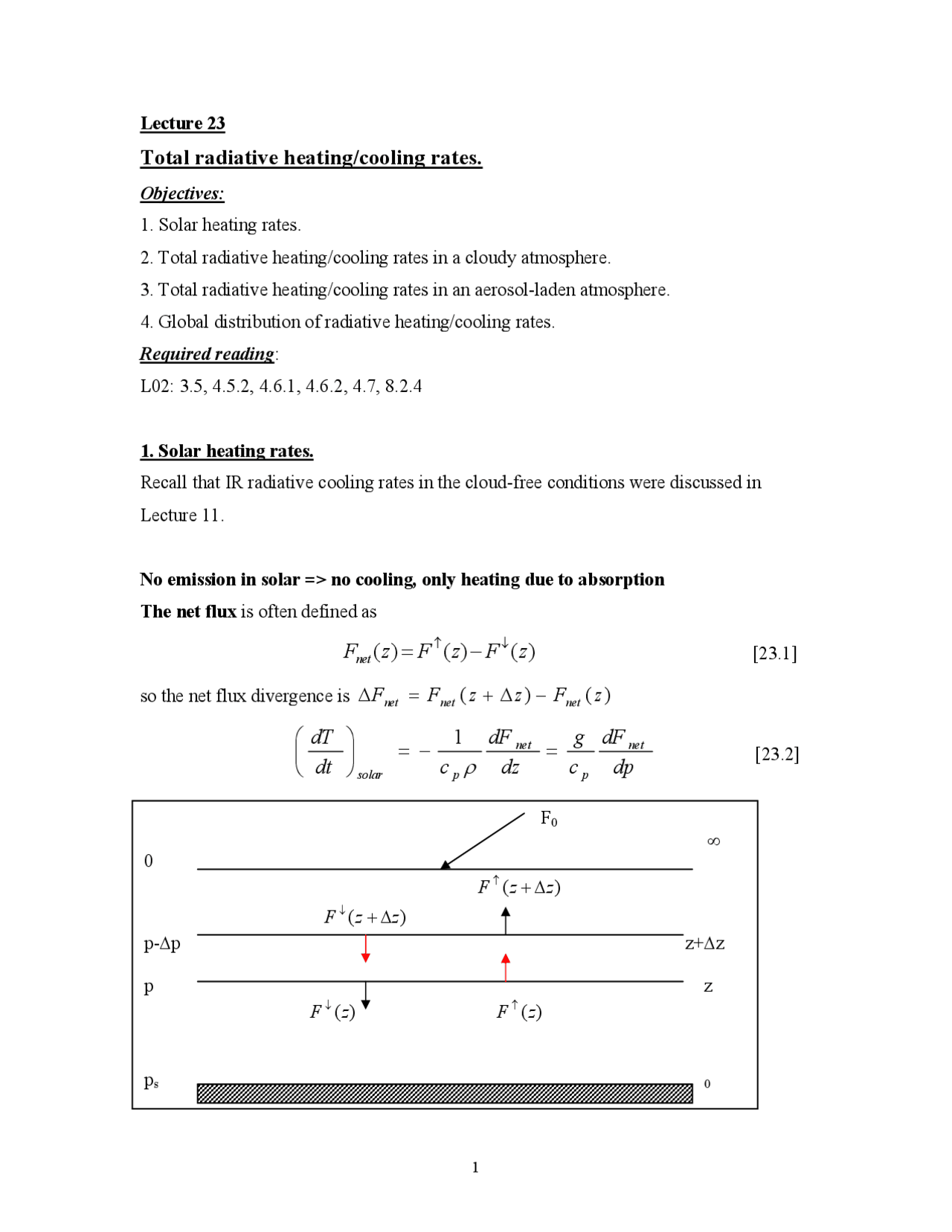 Total Radiative Heating Or Cooling Rates Lecture Notes Eas 8803