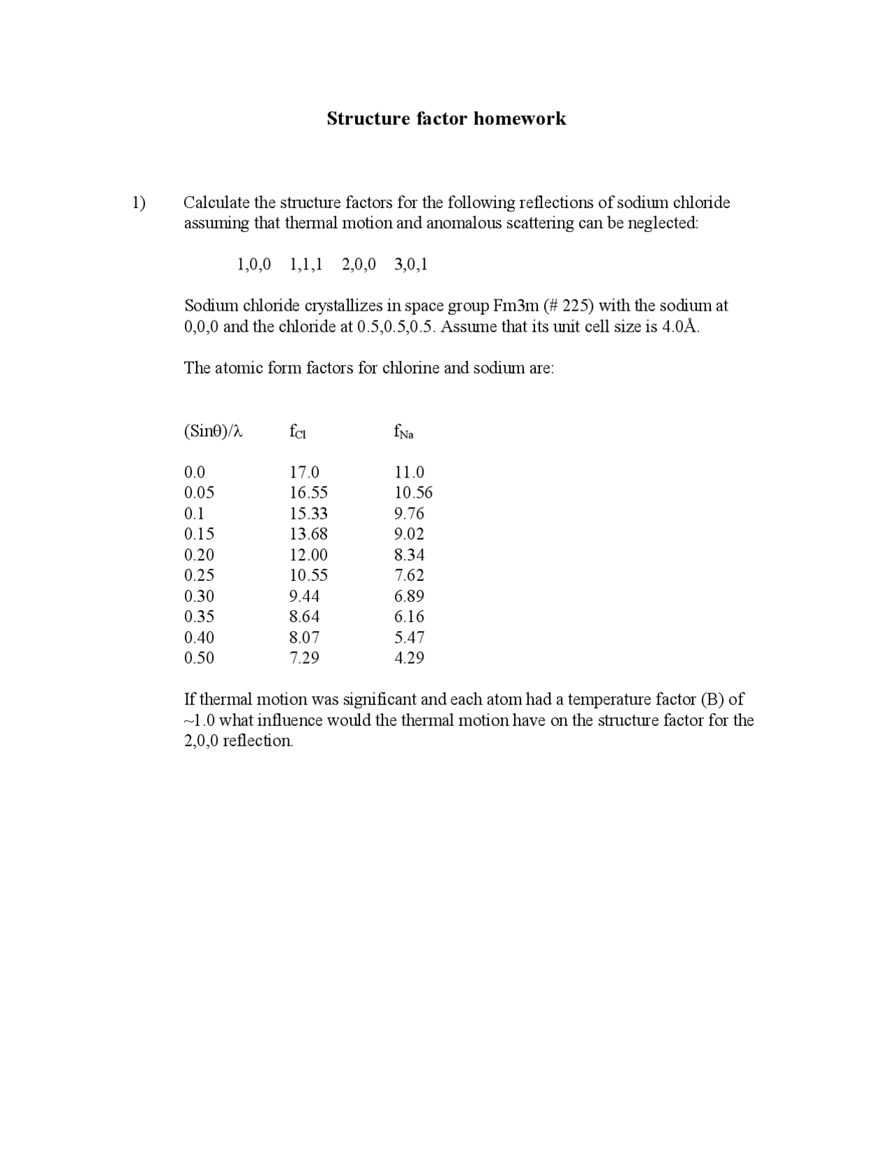Calculation of Structure Factors for Sodium Chloride and Sodium Hydride ...