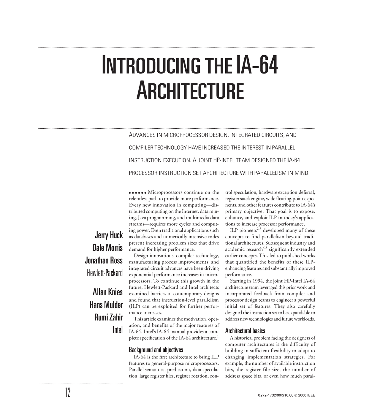Introducing the IA-64 Architecture - Advanced Computer Architecture | ECE 4100 - Docsity