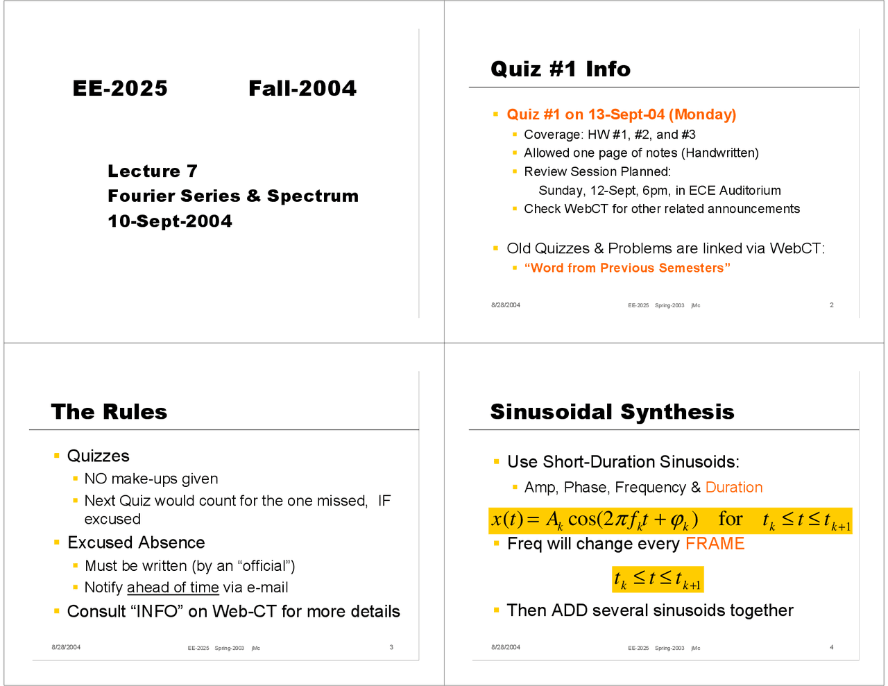 Lecture Slides on Fourier Series and Spectrum – Introduction to Signal Processing | ECE 2025 ...