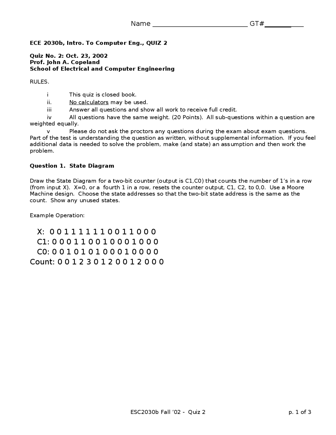 Quiz 2 With 5 Questions Introduction To Computer Engineering Ece