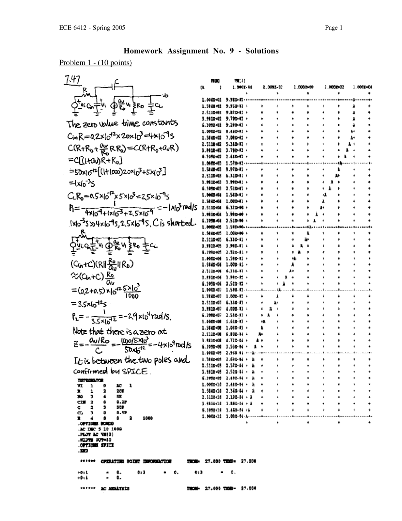 Resolution For Homework 9 Analog Integrated Circuit Design Ece 6412