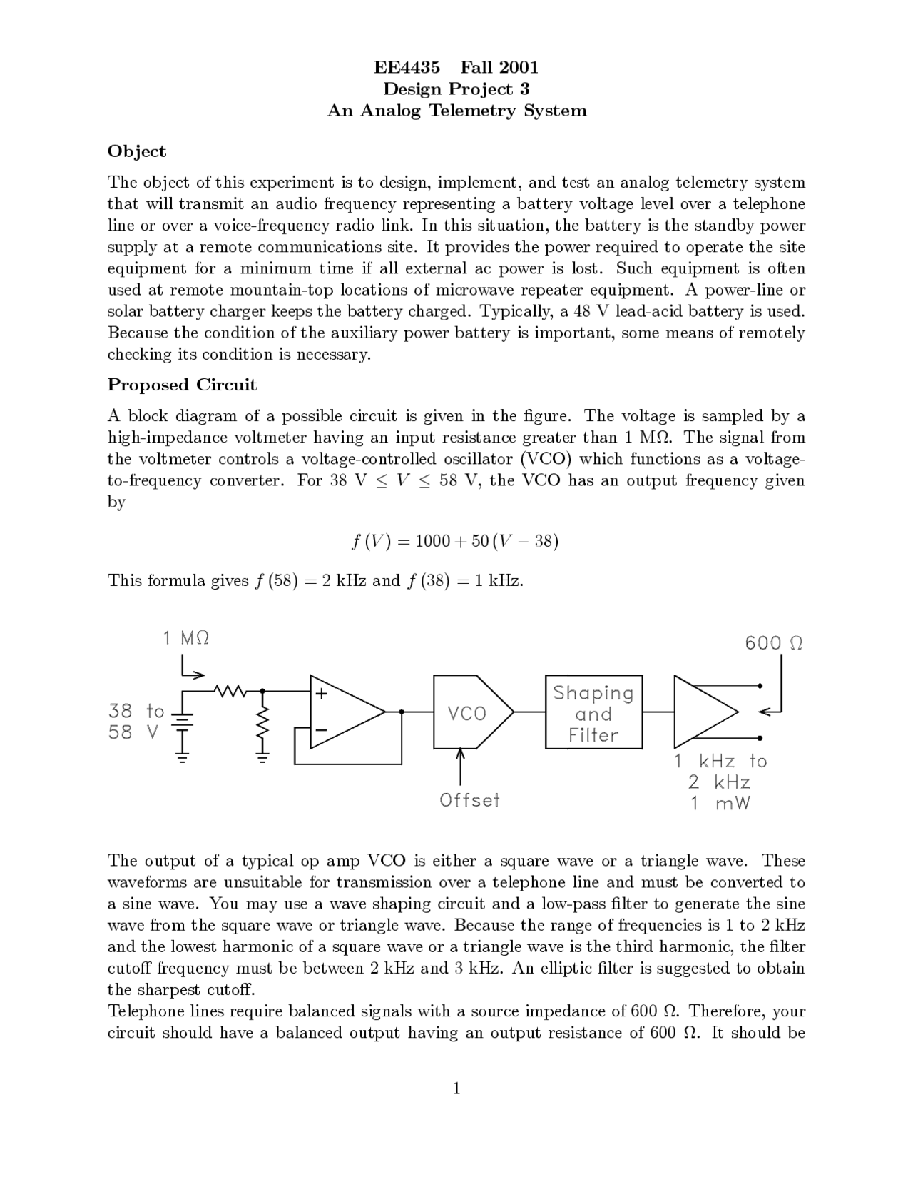 Operational Amplifier Design Laboratory Project 3 Ece 4435 Docsity