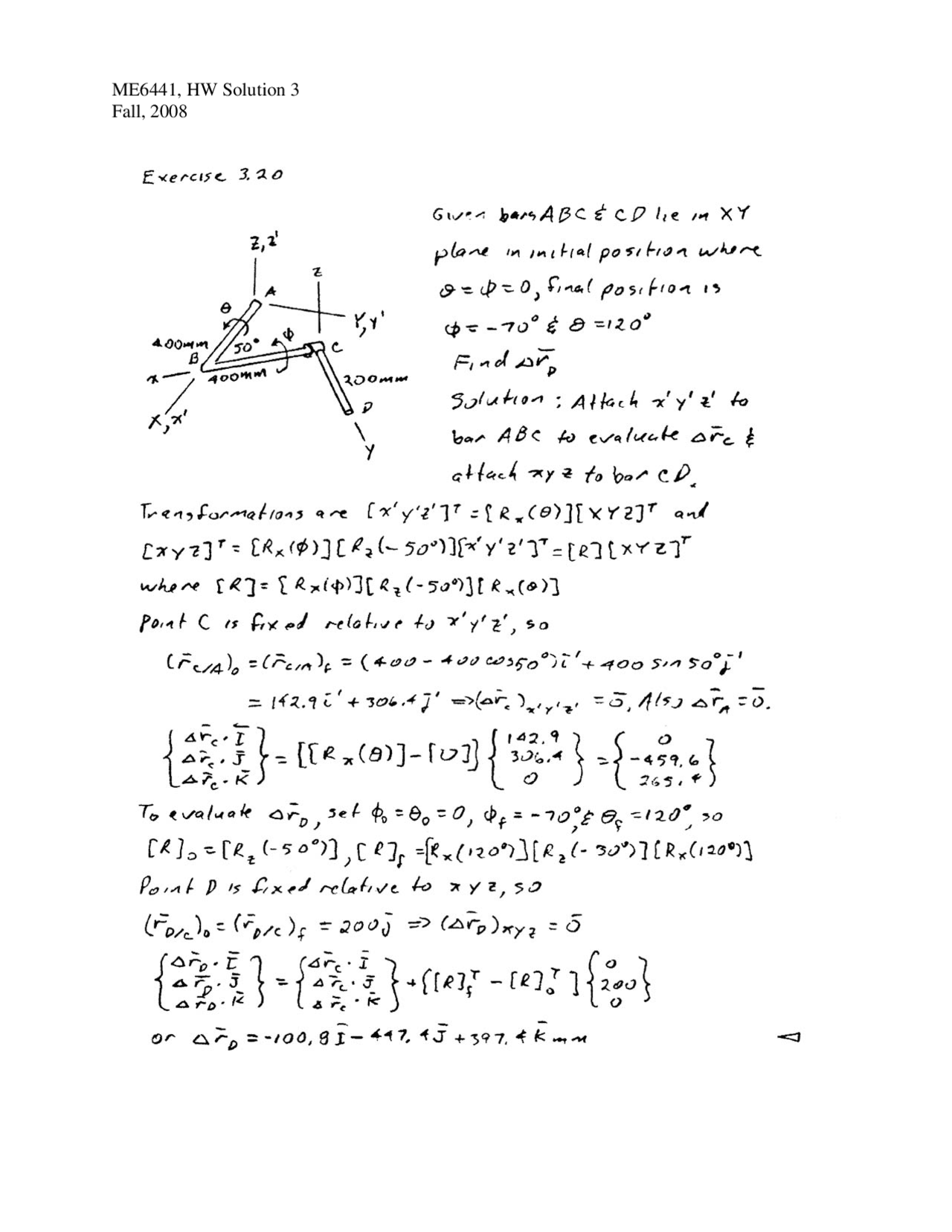 Solved Problems on Different Notation Using Matlab | ME 6441 - Docsity