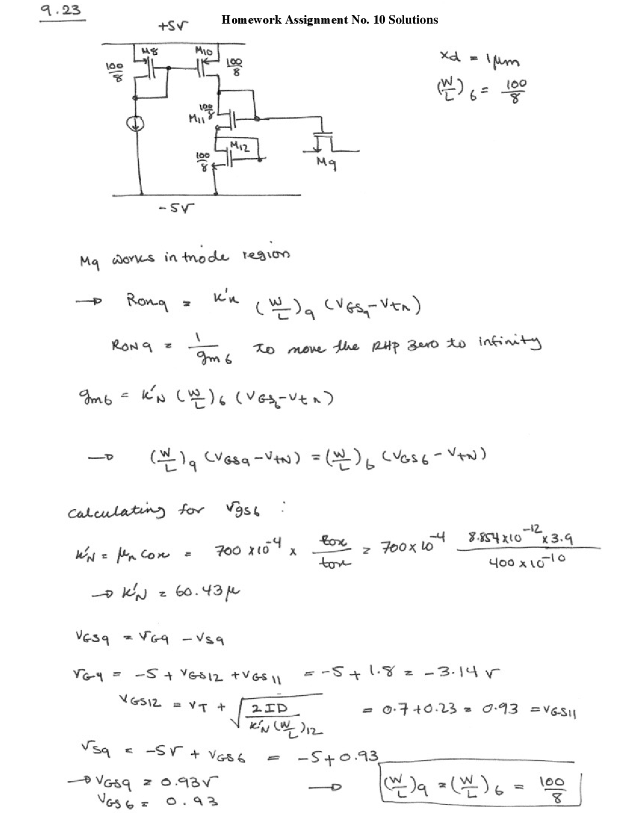 Homework 10 Solutions Analog Integrated Circuit Design Ece 6412