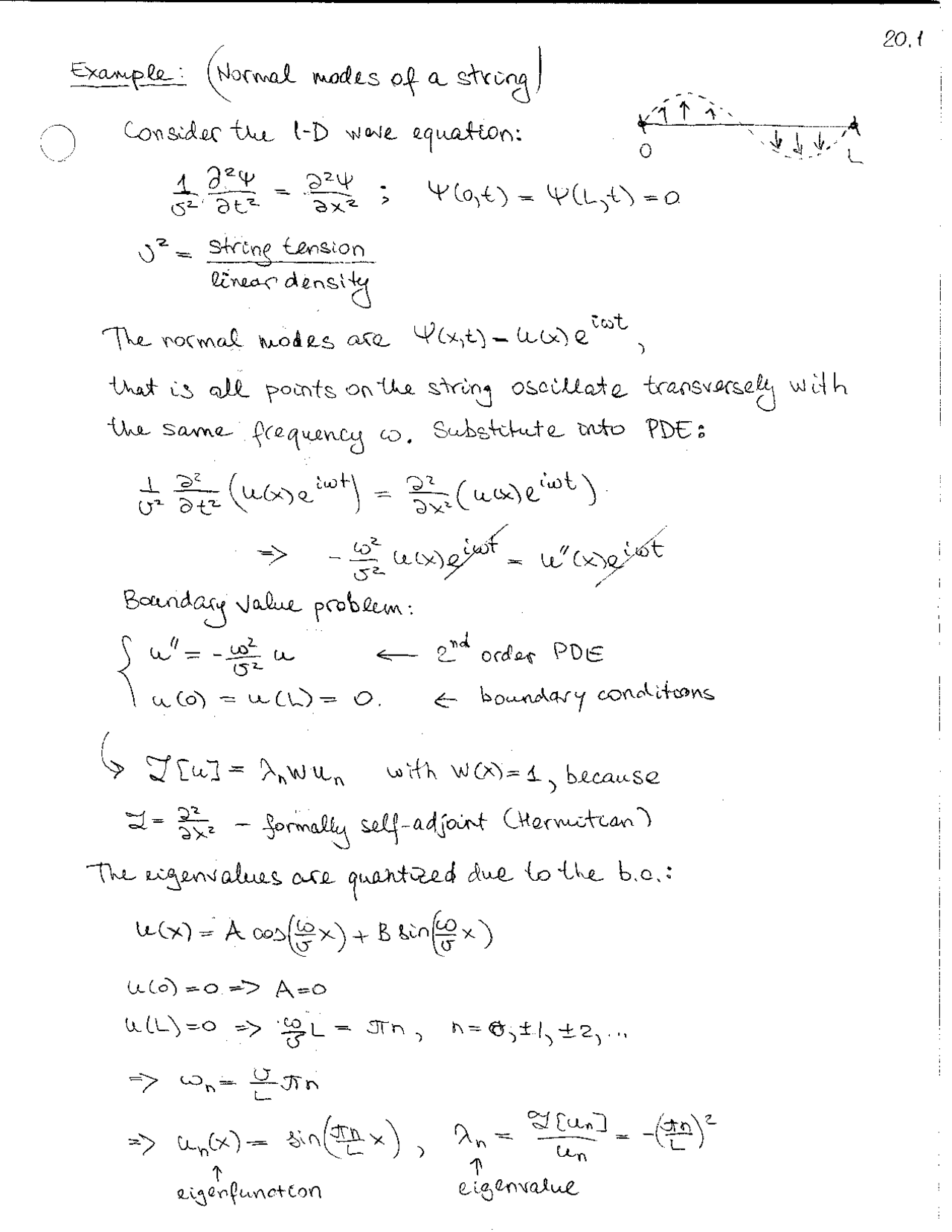 Handwritten Notes On Normal Models Of A Strings Phys 6124 Docsity