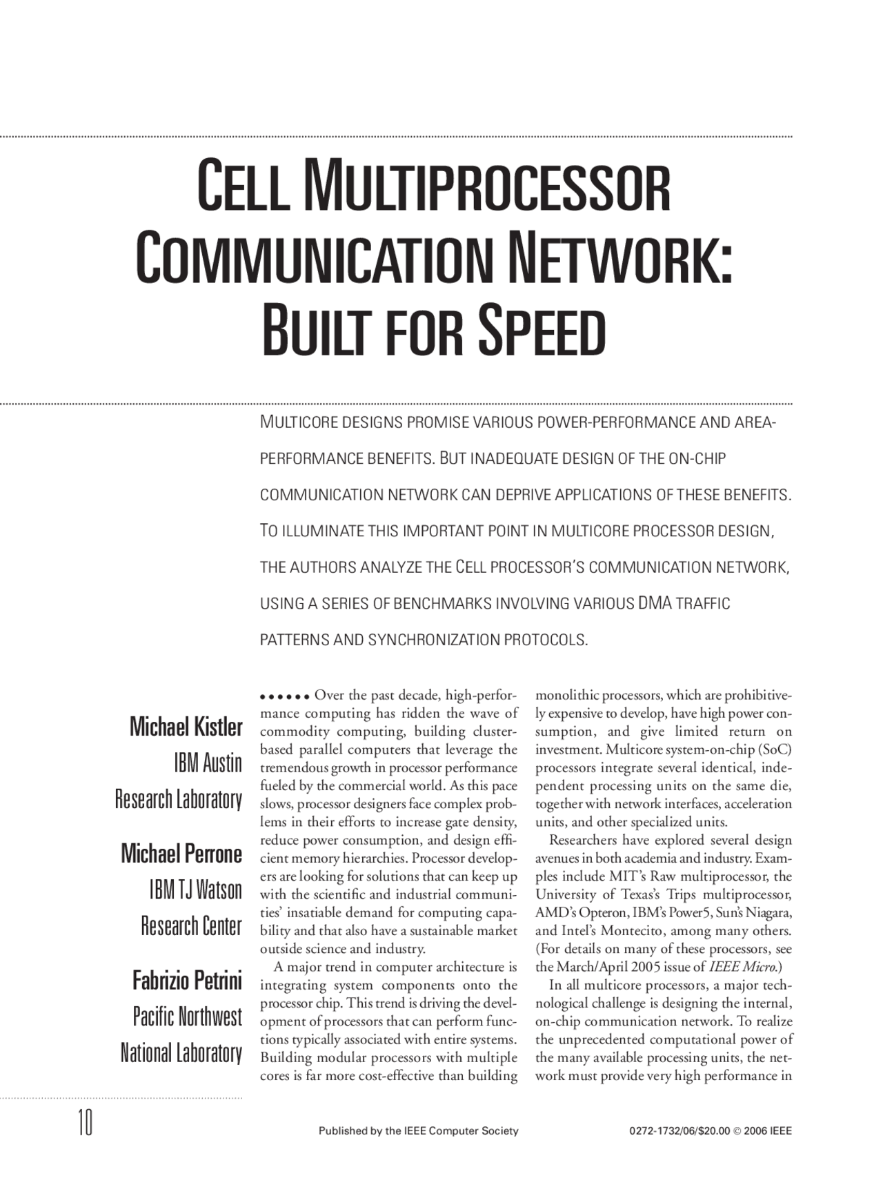 Cell Multiprocessor Communication Network: Built for Speed | ECE 6100 ...