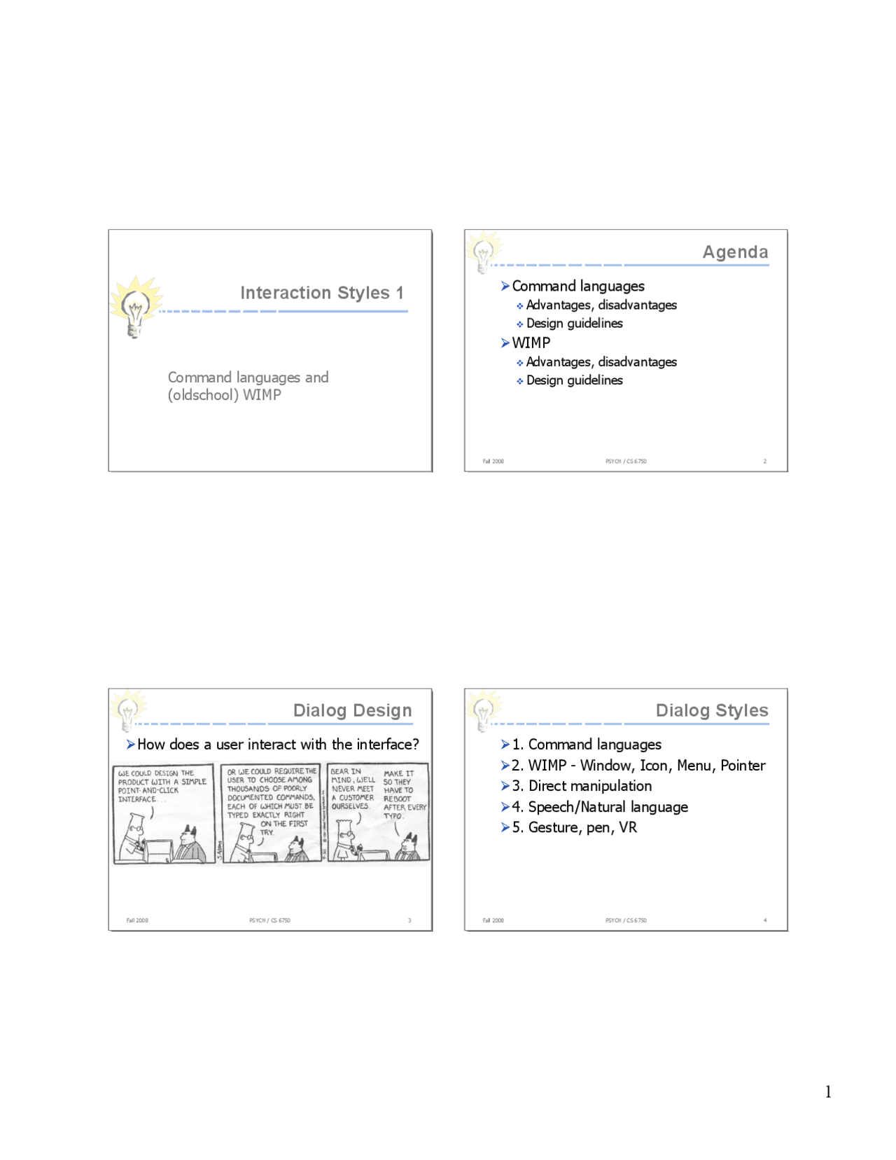 Interaction Styles I Lecture Slides Cs 6750 Docsity