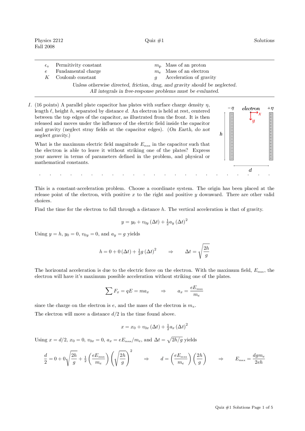 3 Problems On Introduction To Physics Ii Quiz 1 Phys 2212 Quizzes