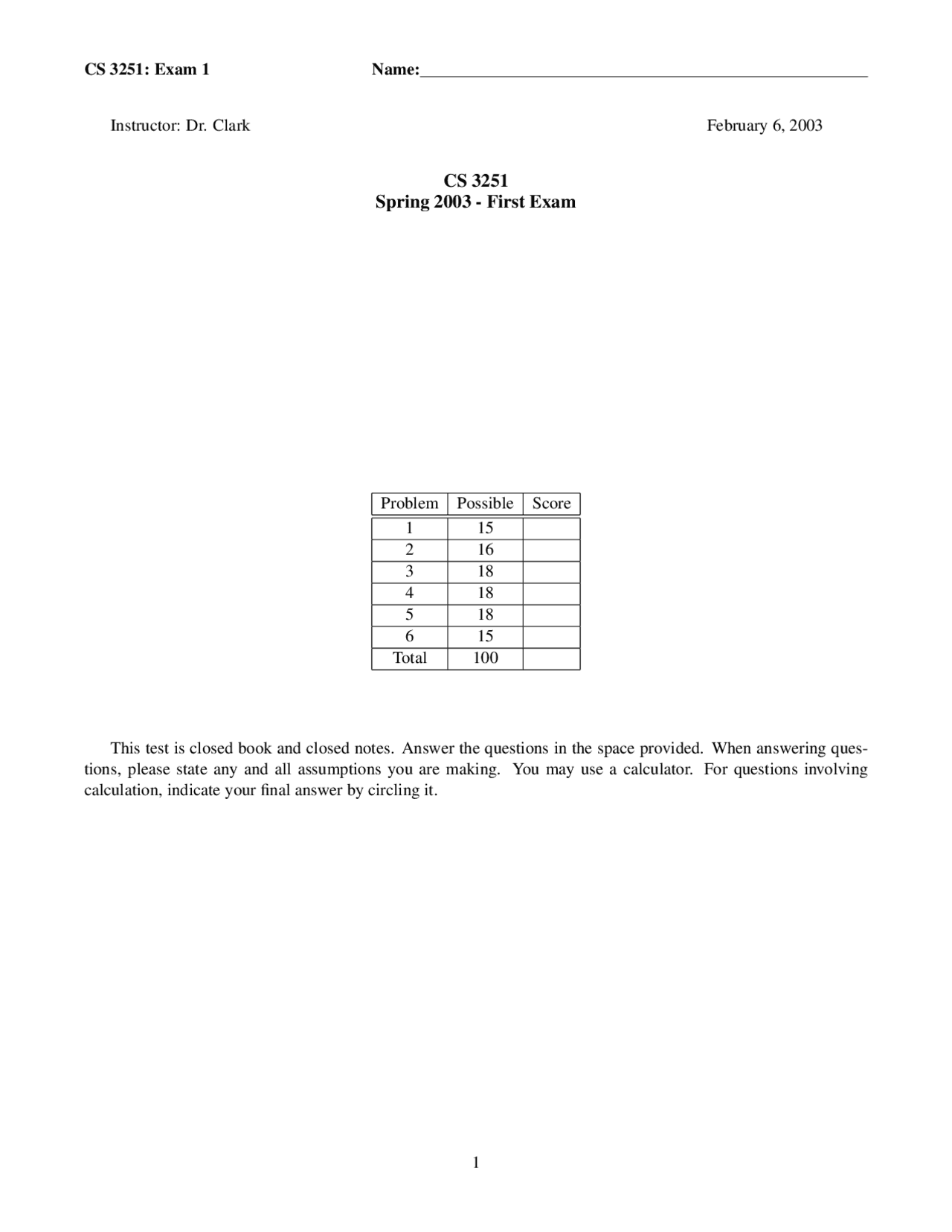 Exam 1 - 6 Problems on Computer Networking I | CS 3251 - Docsity