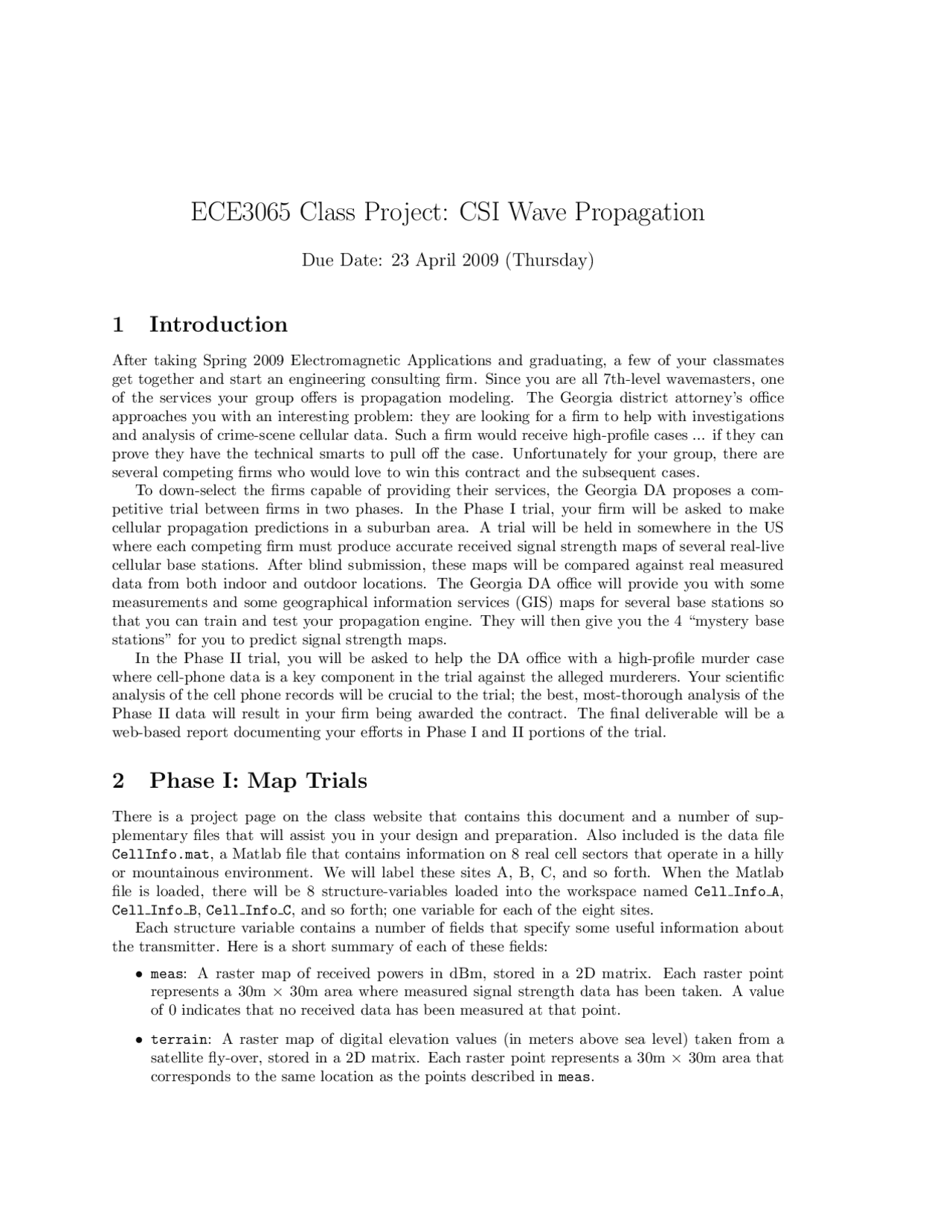 Csi Wave Propagation Project Report Ece 3065 Docsity