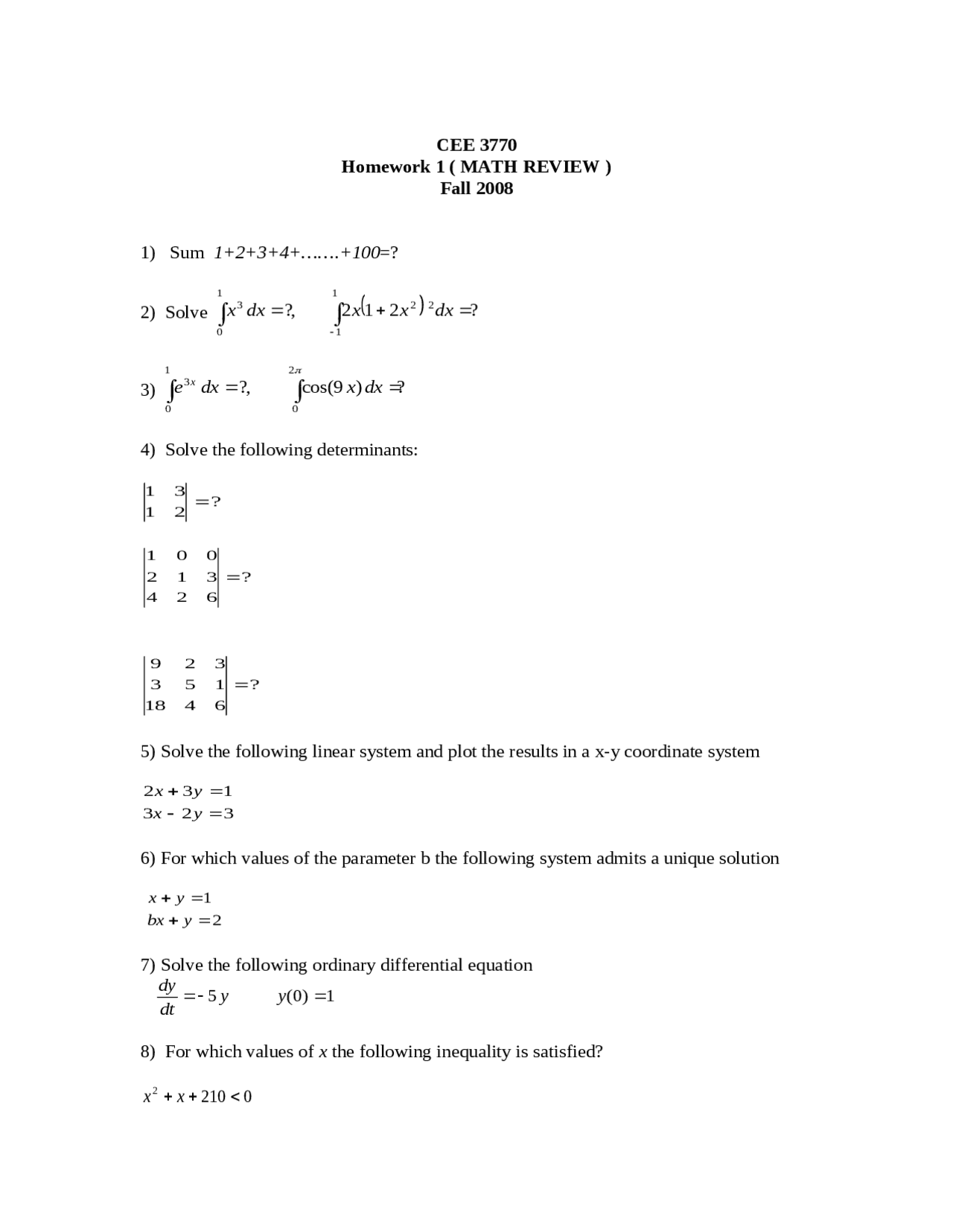 Assignment 1 For Statistics And Applications Cee 3770 Docsity