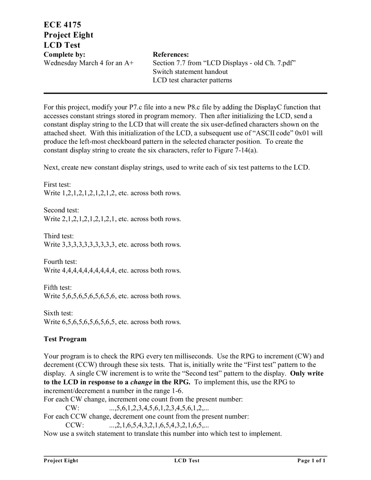 Project 8 Led Test Embedded Microcontroller Design Ece 4175 Docsity