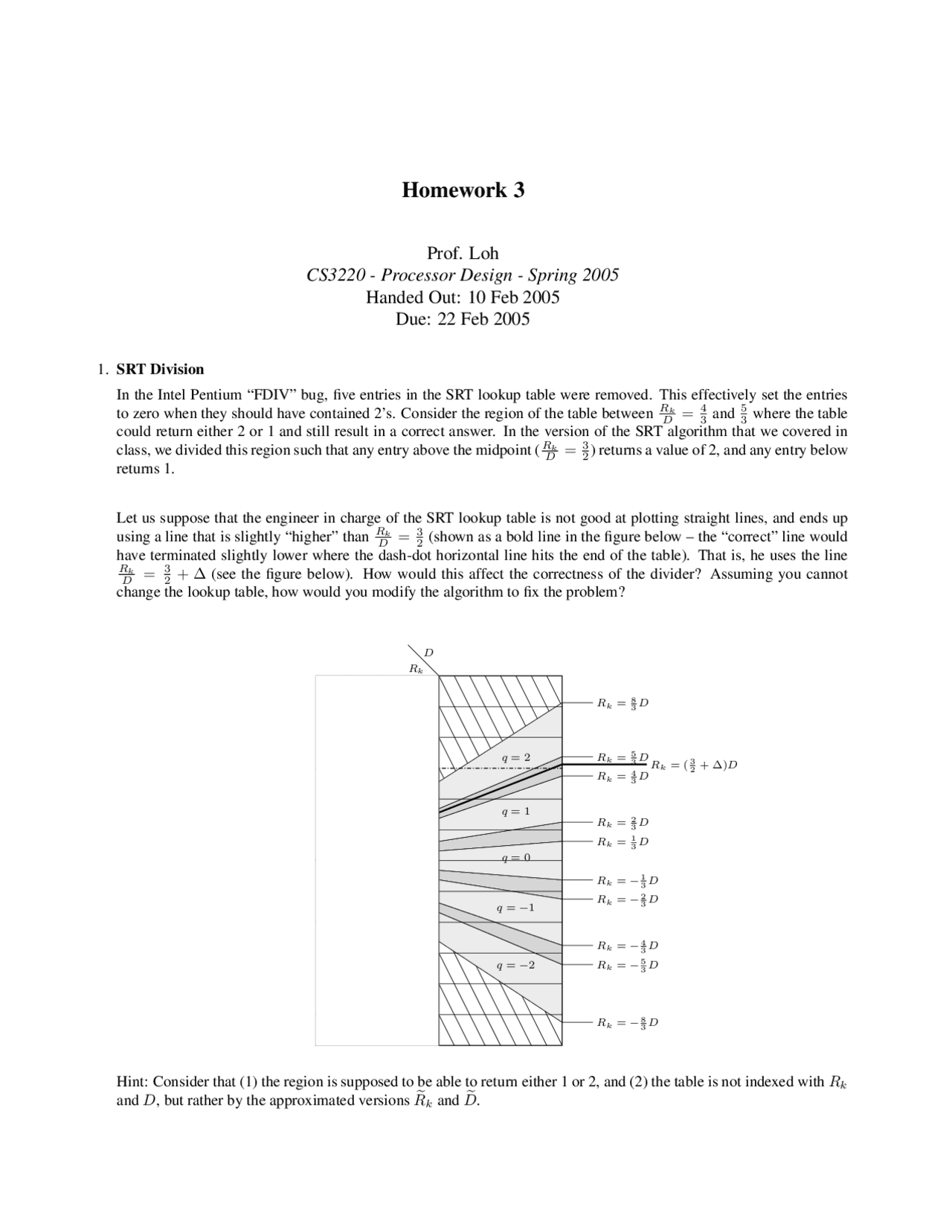 Homework Iii For Processor Design Cs 3220 Assignments Computer