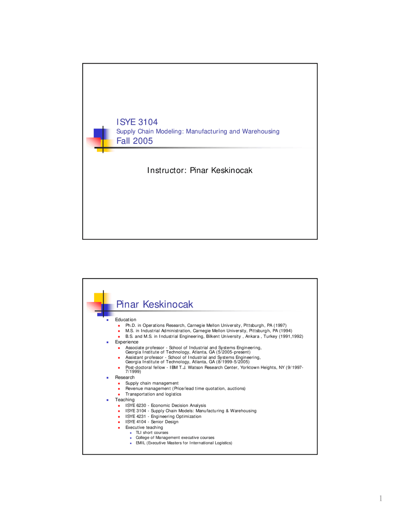 Supply Chain Modeling Manufacturing And Warehousing Lecture Slides