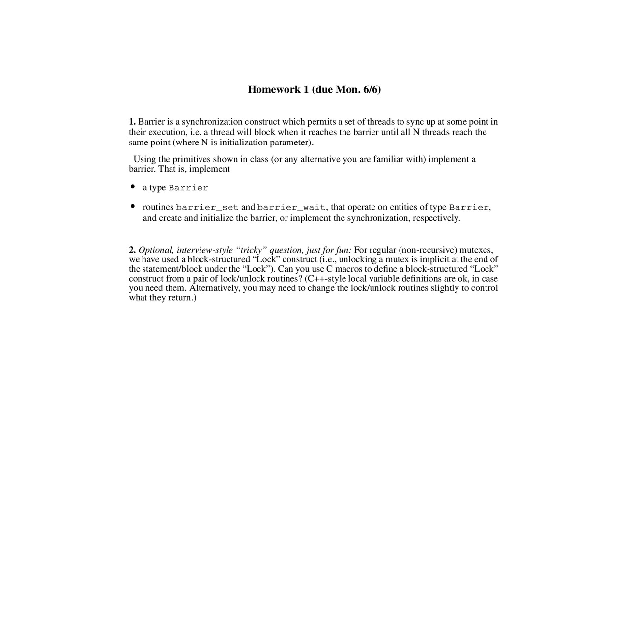 Homework 1 Advanced Operating Systems Cs 4210 Docsity