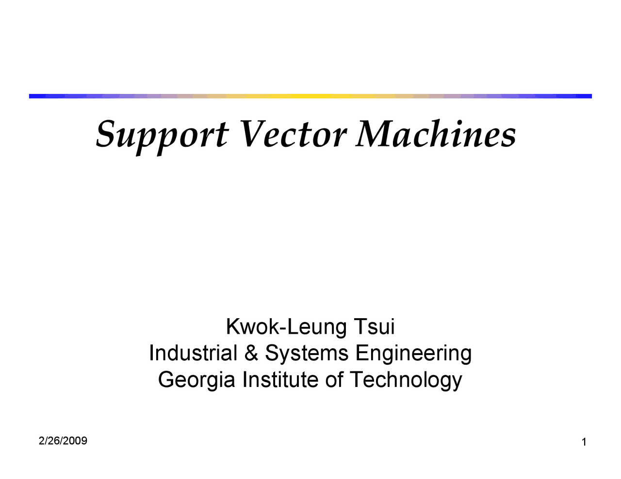 Support Vector Machines Outline Isye 7406 Docsity