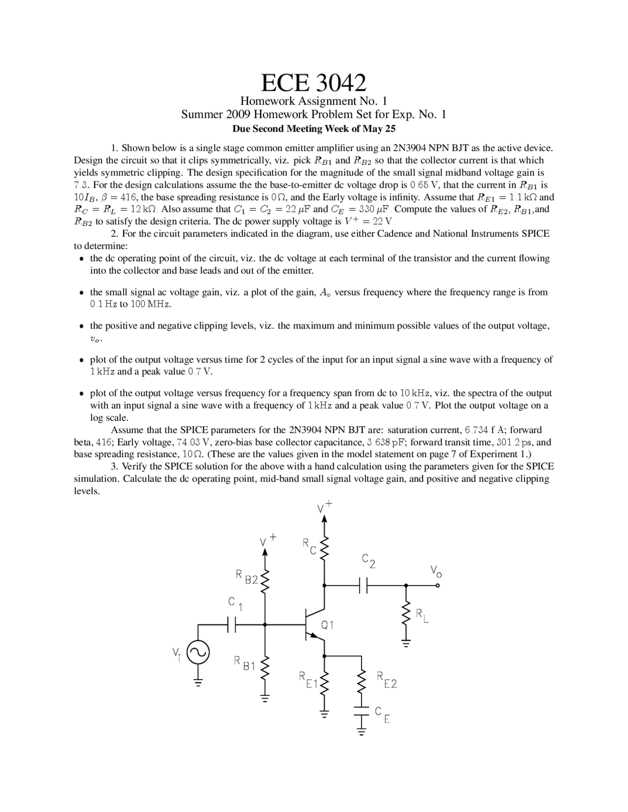 Homework Problem Set Microelectronic Circuit Laboratory Ece 3042