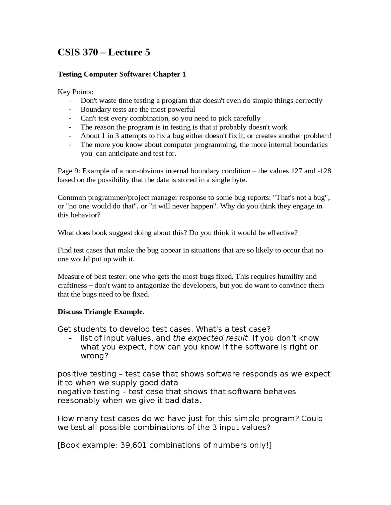 Testing Computer Software Software Engineering I System Analysis