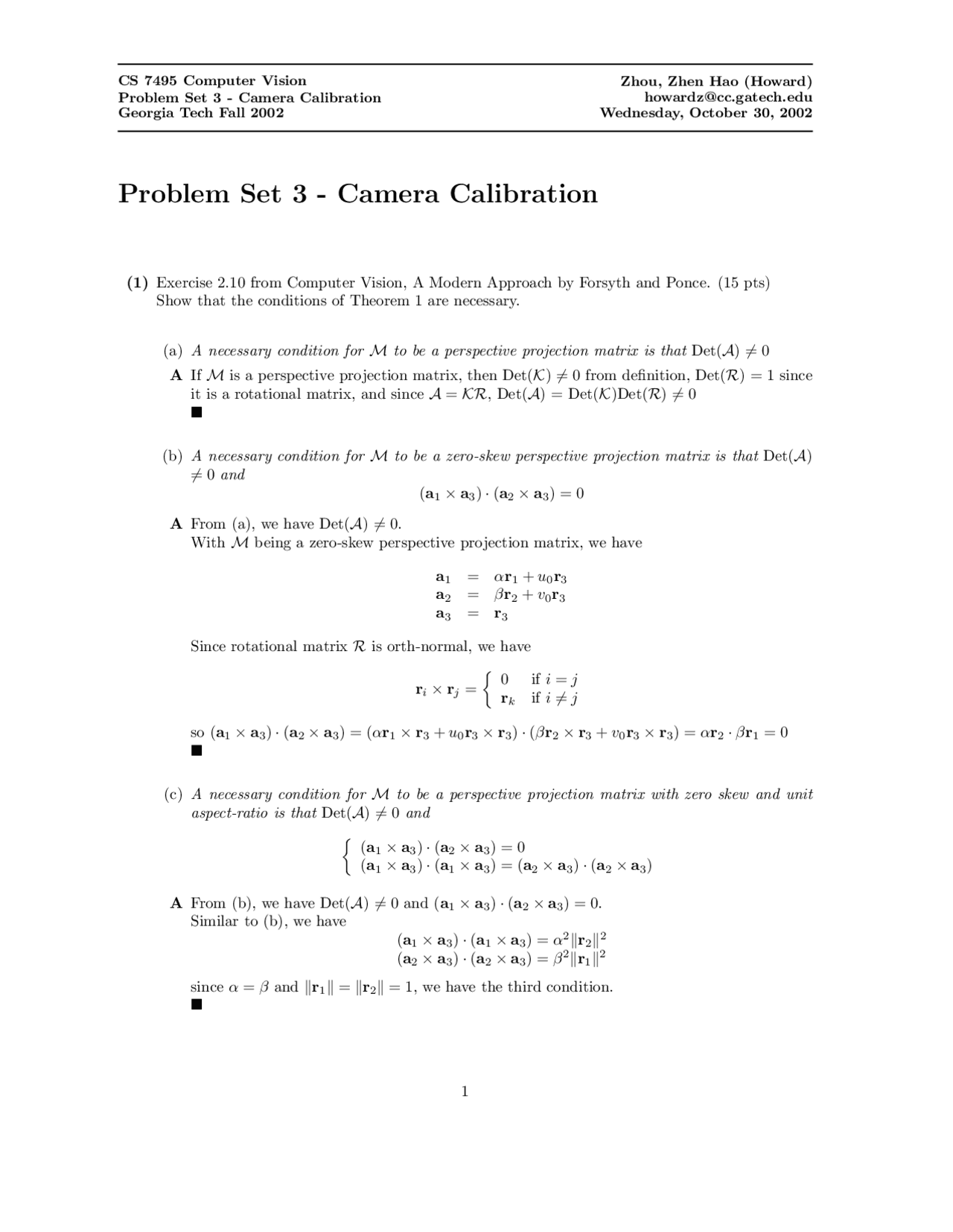 Problem Set 3: Camera Calibration - Computer Vision | CS 7495 ...