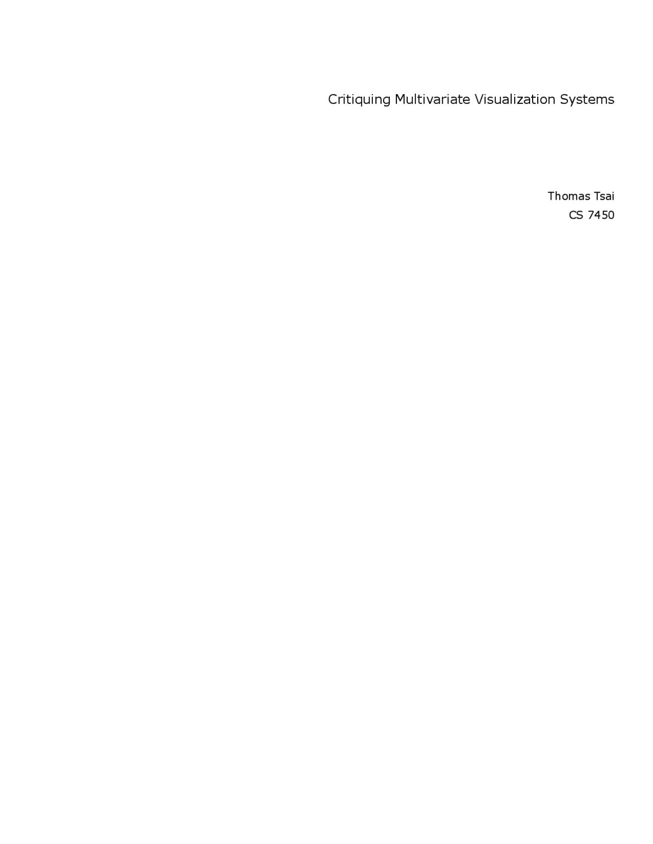 Critiquing Multivariate Visualization Systems Cs 7450 Docsity
