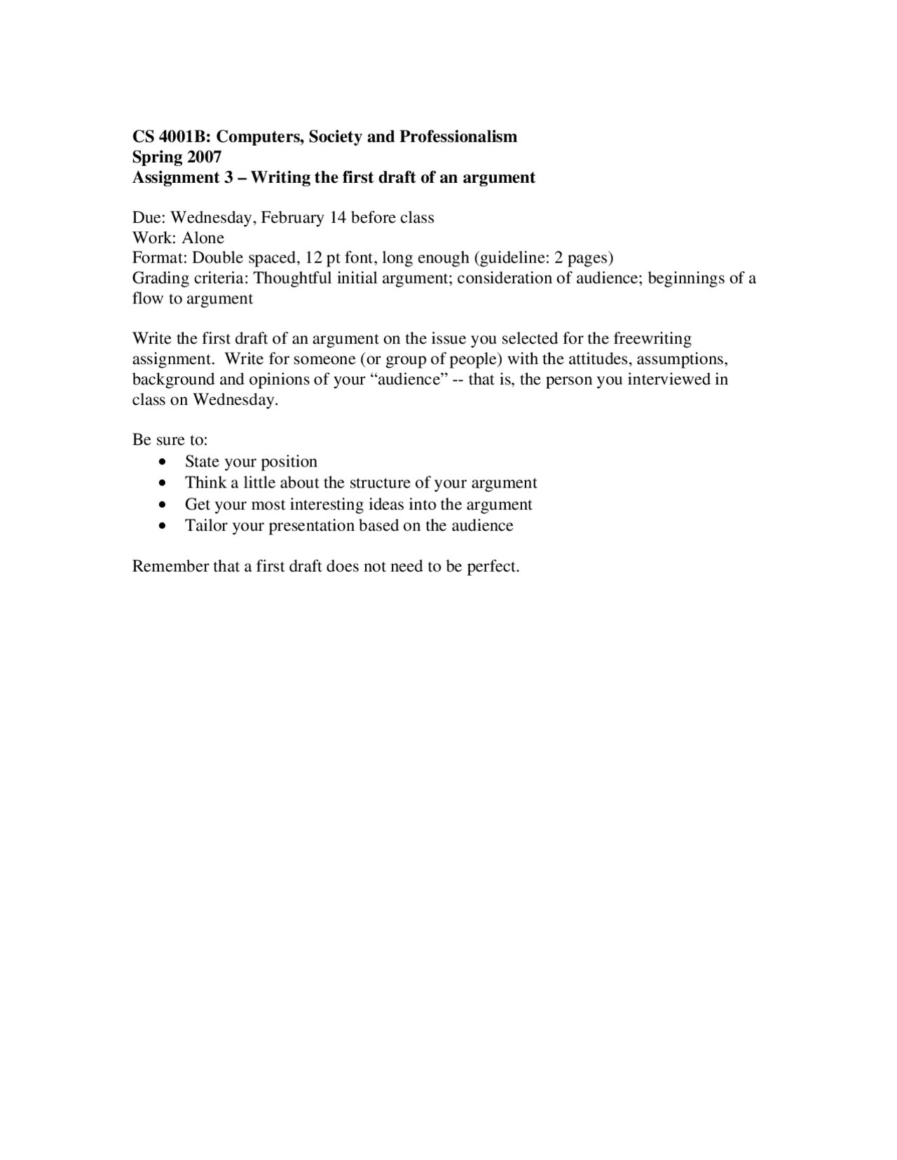 Computing Society And Professionalism Assignment 3 Cs 4001 Docsity