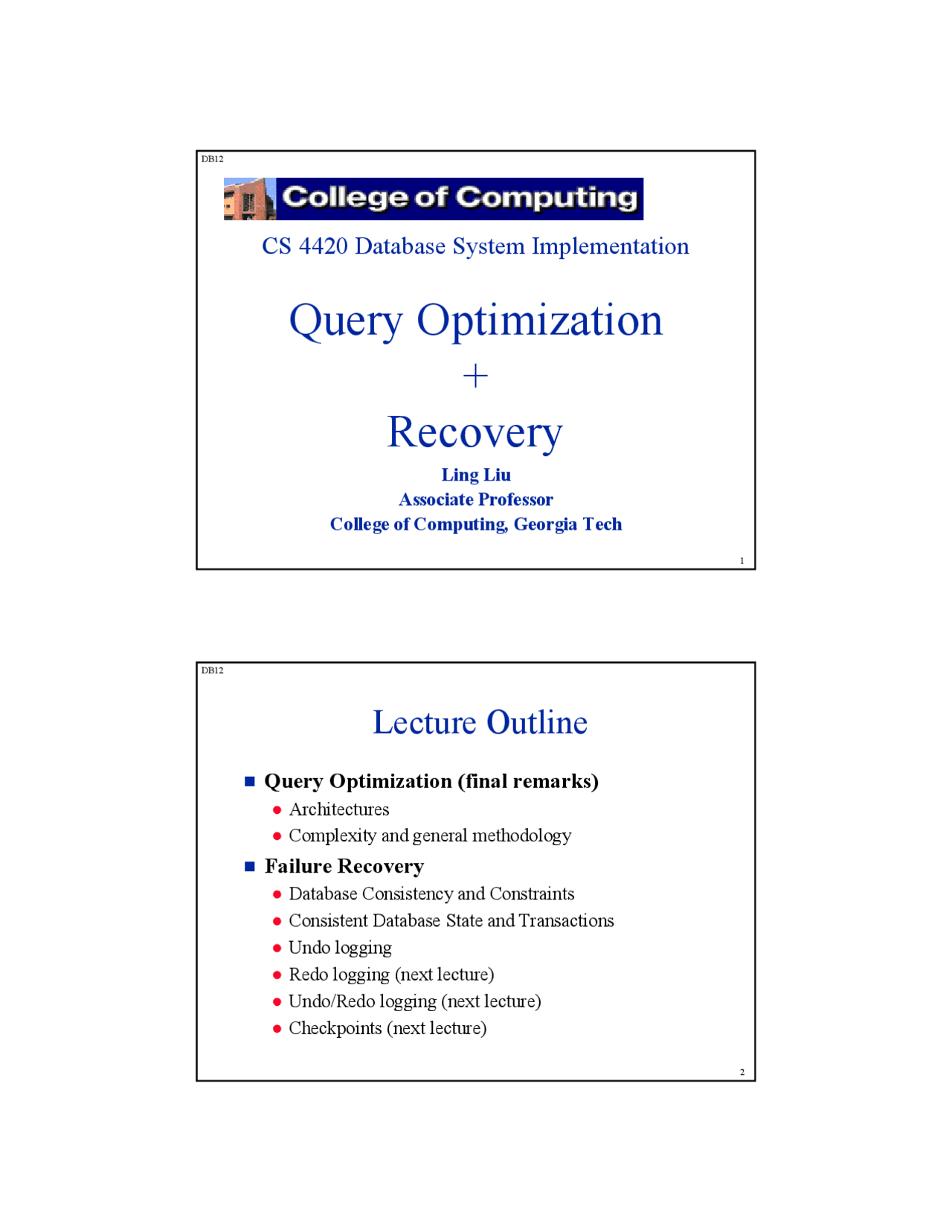 Query Processing Algorithms Database Systems Implementation Cs 4420 2625