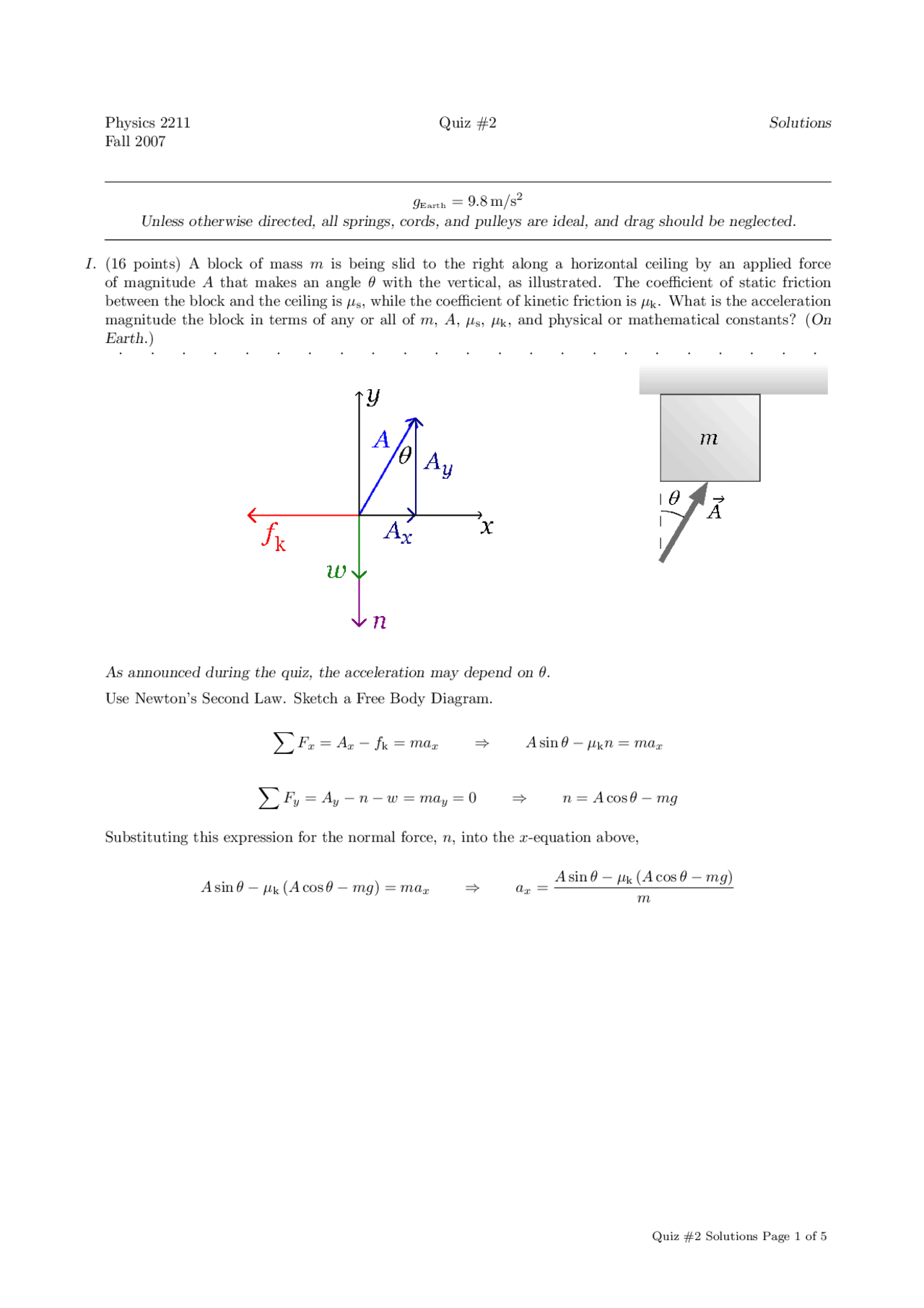 5 Short Questions With Answer Quiz 2 Introduction Physics I Phys