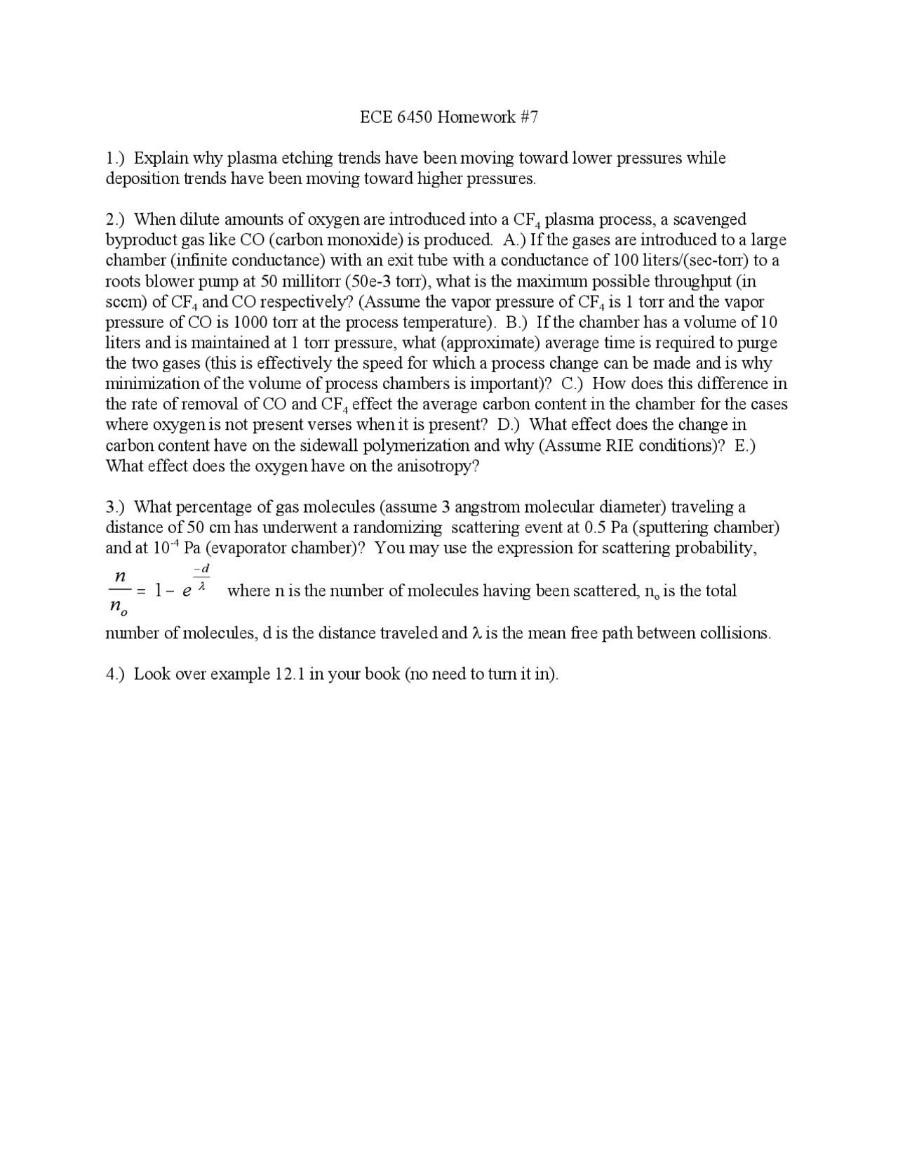 Practice Questions For Homework 7 Microelectronic Technique Ece