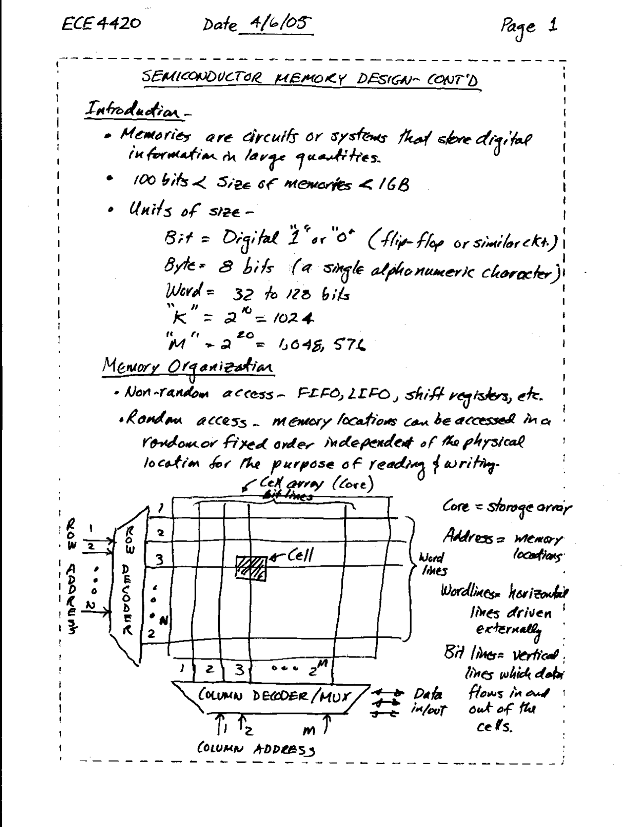 Semiconductor Memory Design - Digital Integrated Circuits | ECE 4420 ...